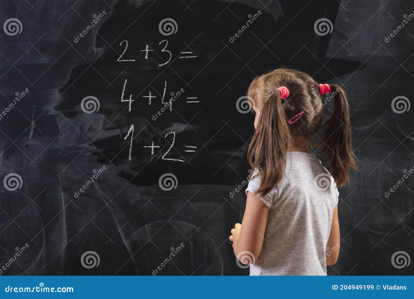 Schoolgirl Solving Math Problems Stock Image - Image of happy, child ...