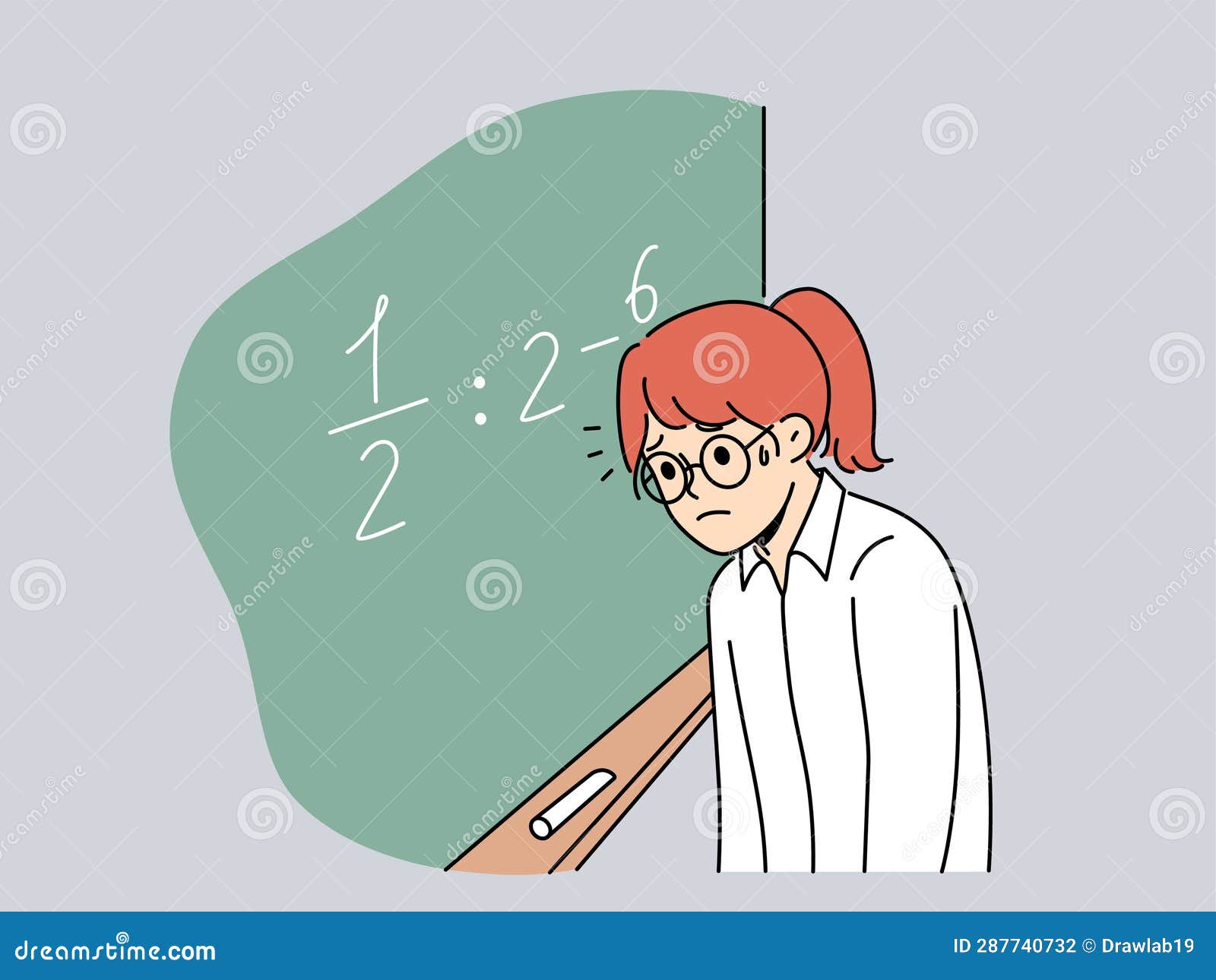 Schoolgirl Standing Near Chalkboard Gets, Upset because Doesnt Know ...