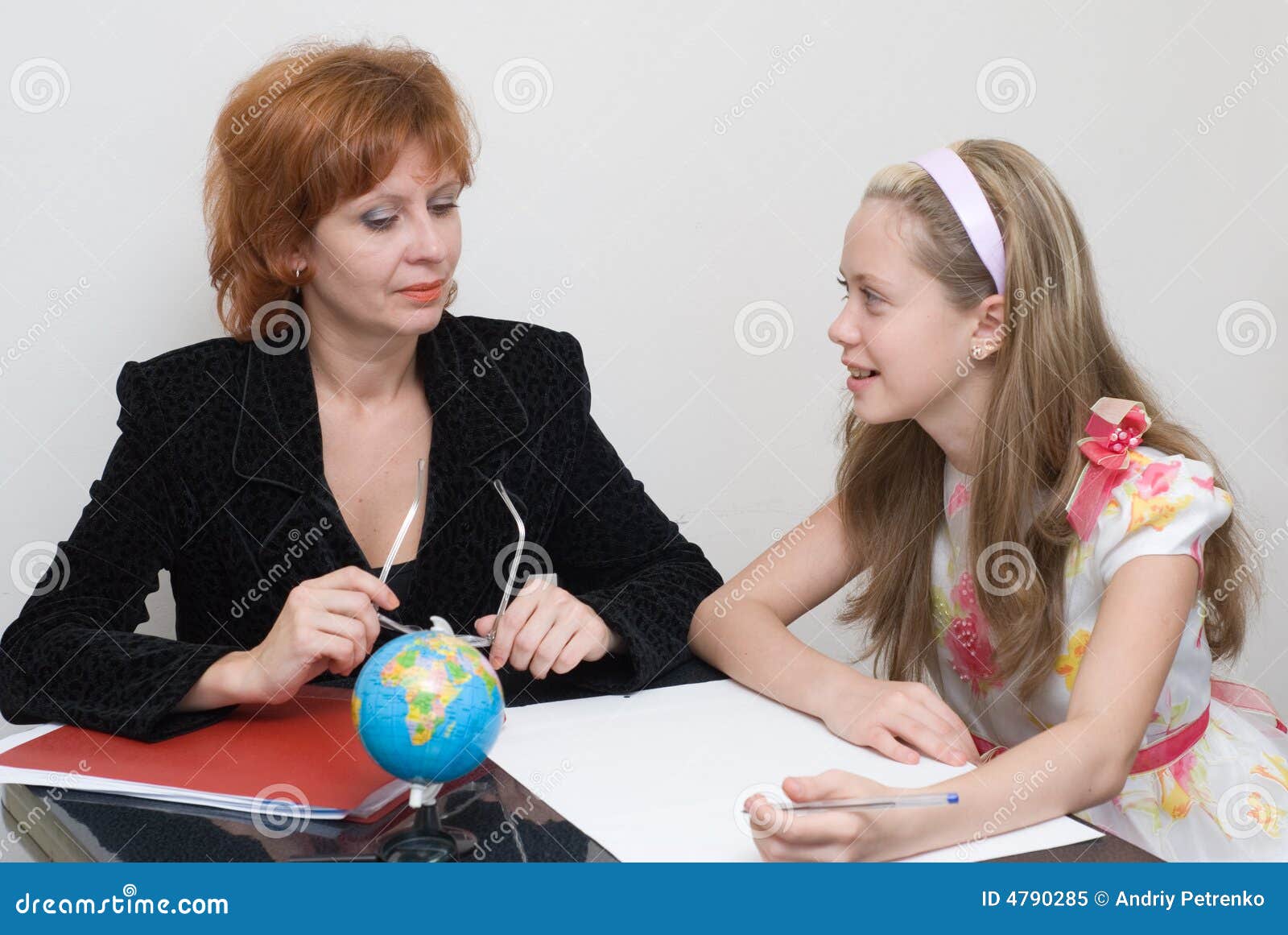 The Schoolgirl with Teacher Stock Image - Image of girl, student: 4790285