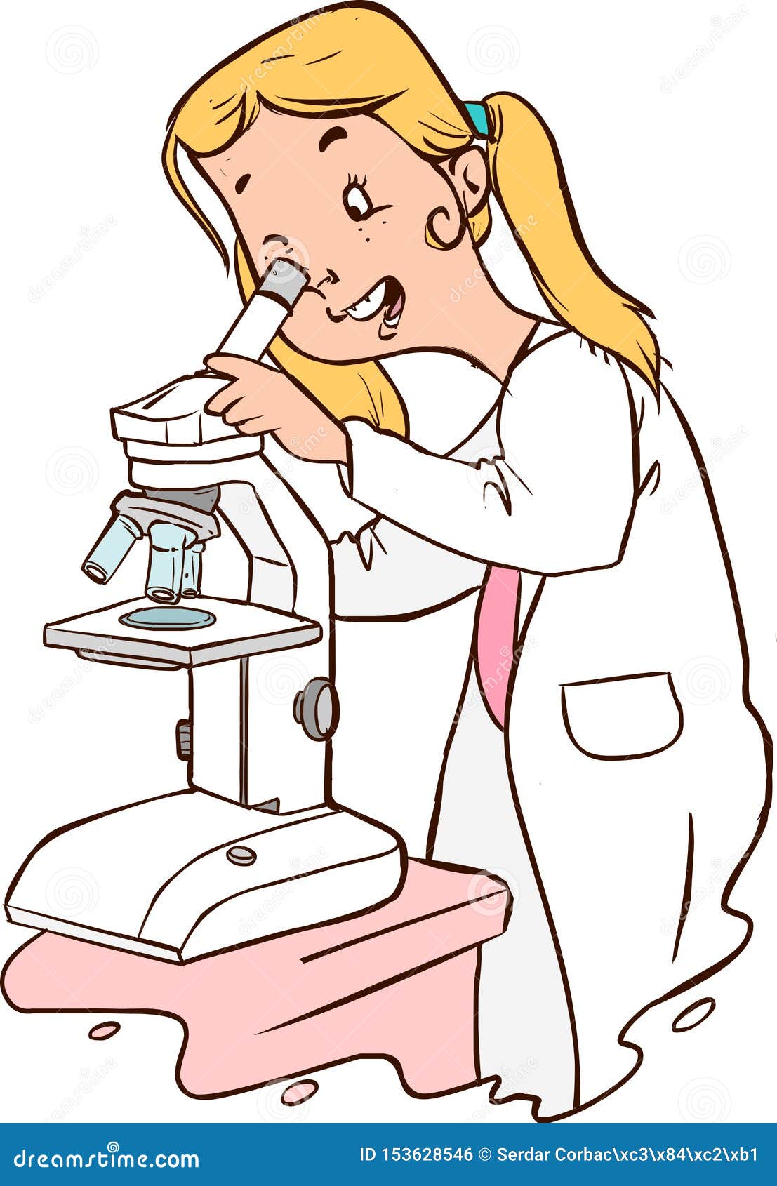Schoolgirl Using a Microscope Stock Illustration Stock Vector ...