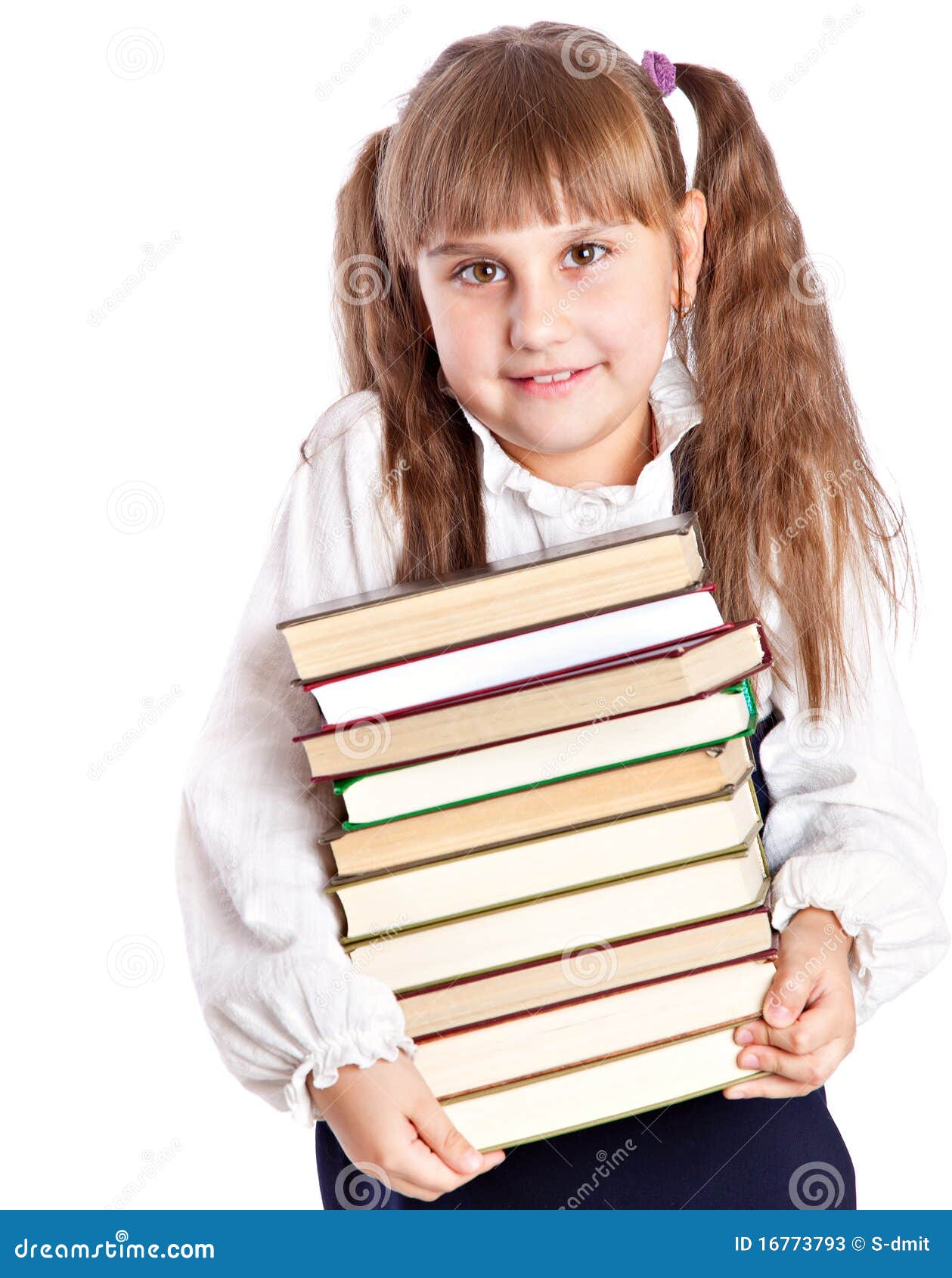 Schoolgirl witn books stock image. Image of happy, cheerful - 16773793