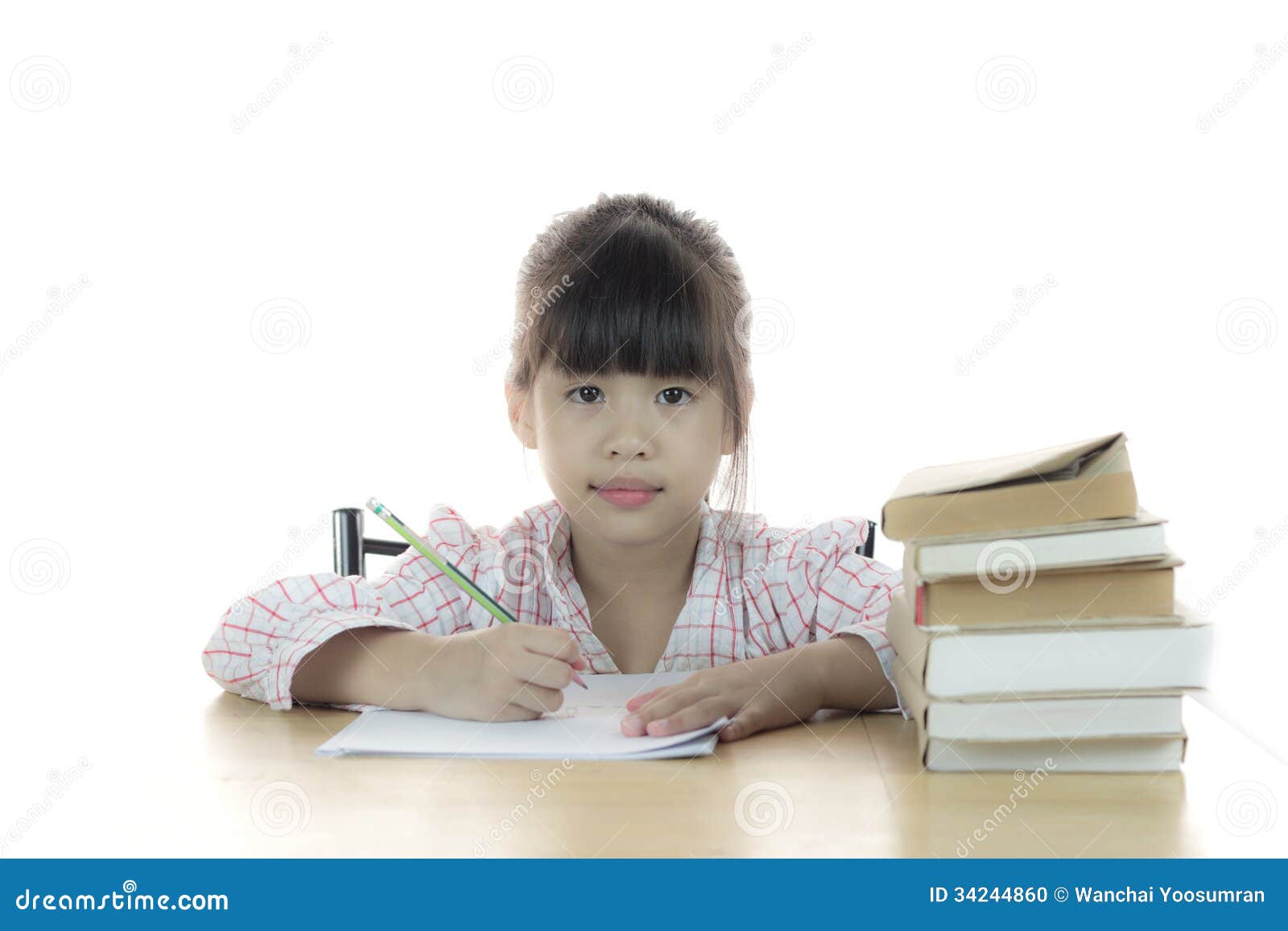 Schoolgirl Works on Her Homework Stock Photo - Image of education ...