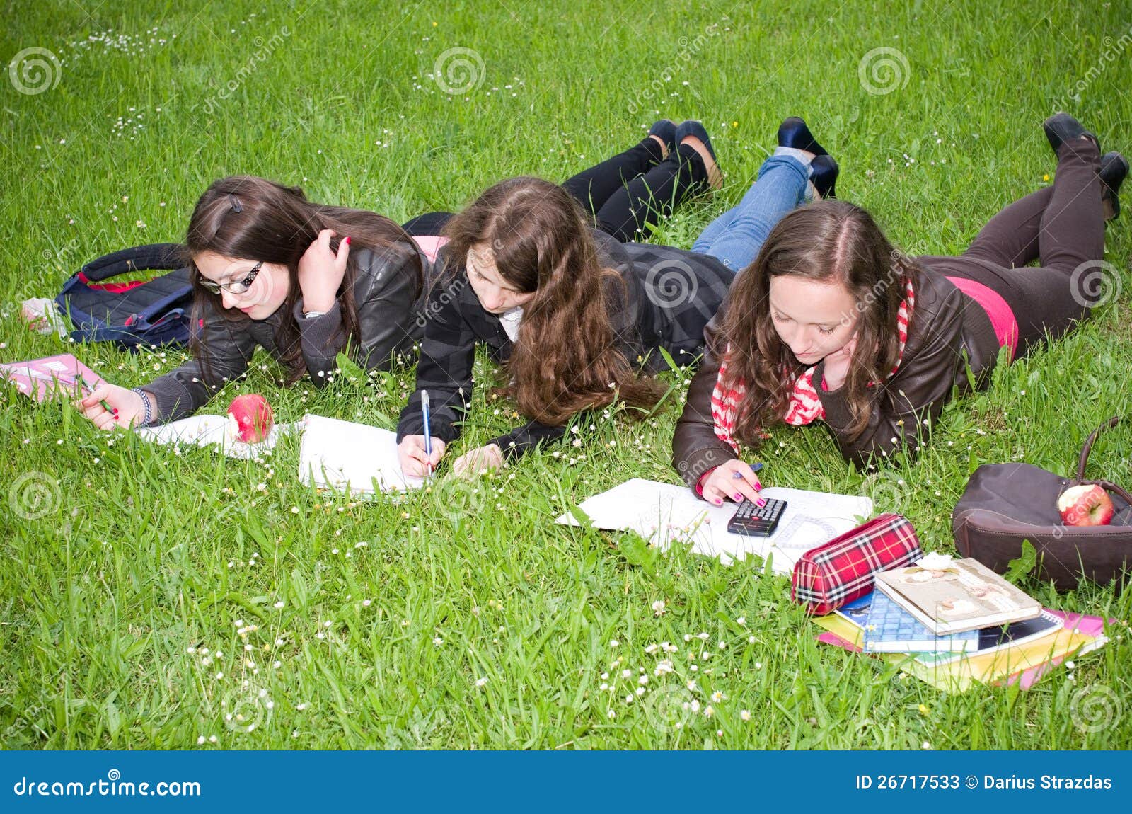 Schoolgirls learning stock image. Image of homework, expression - 26717533
