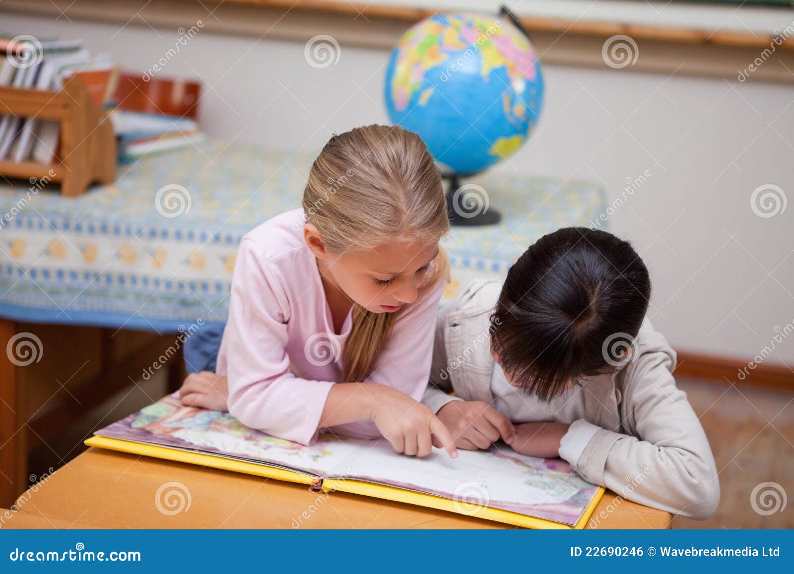 Schoolgirls Reading a Fairy Tale Stock Photo - Image of childhood ...