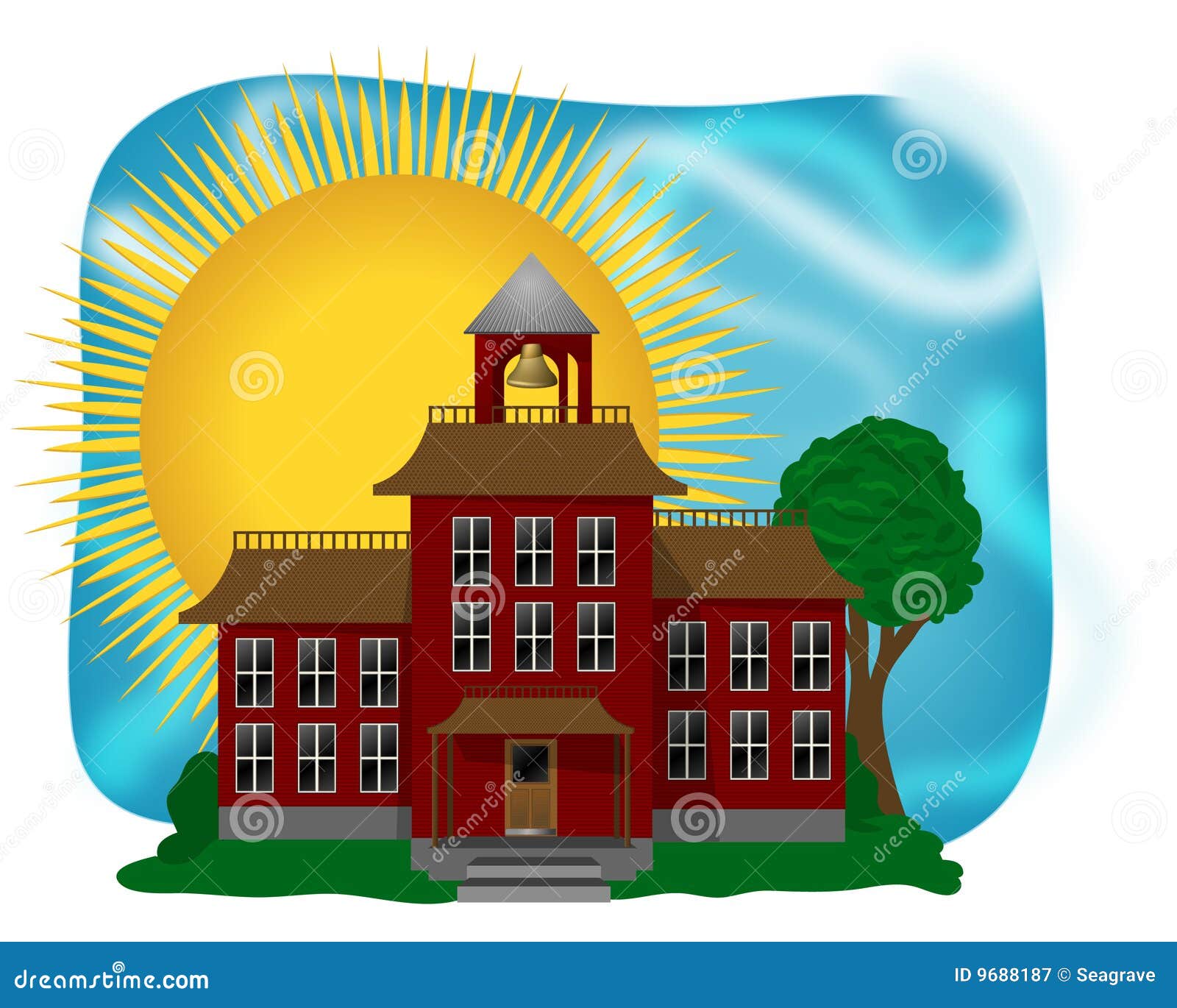 Schoolhouse stock illustration. Illustration of colorful - 9688187