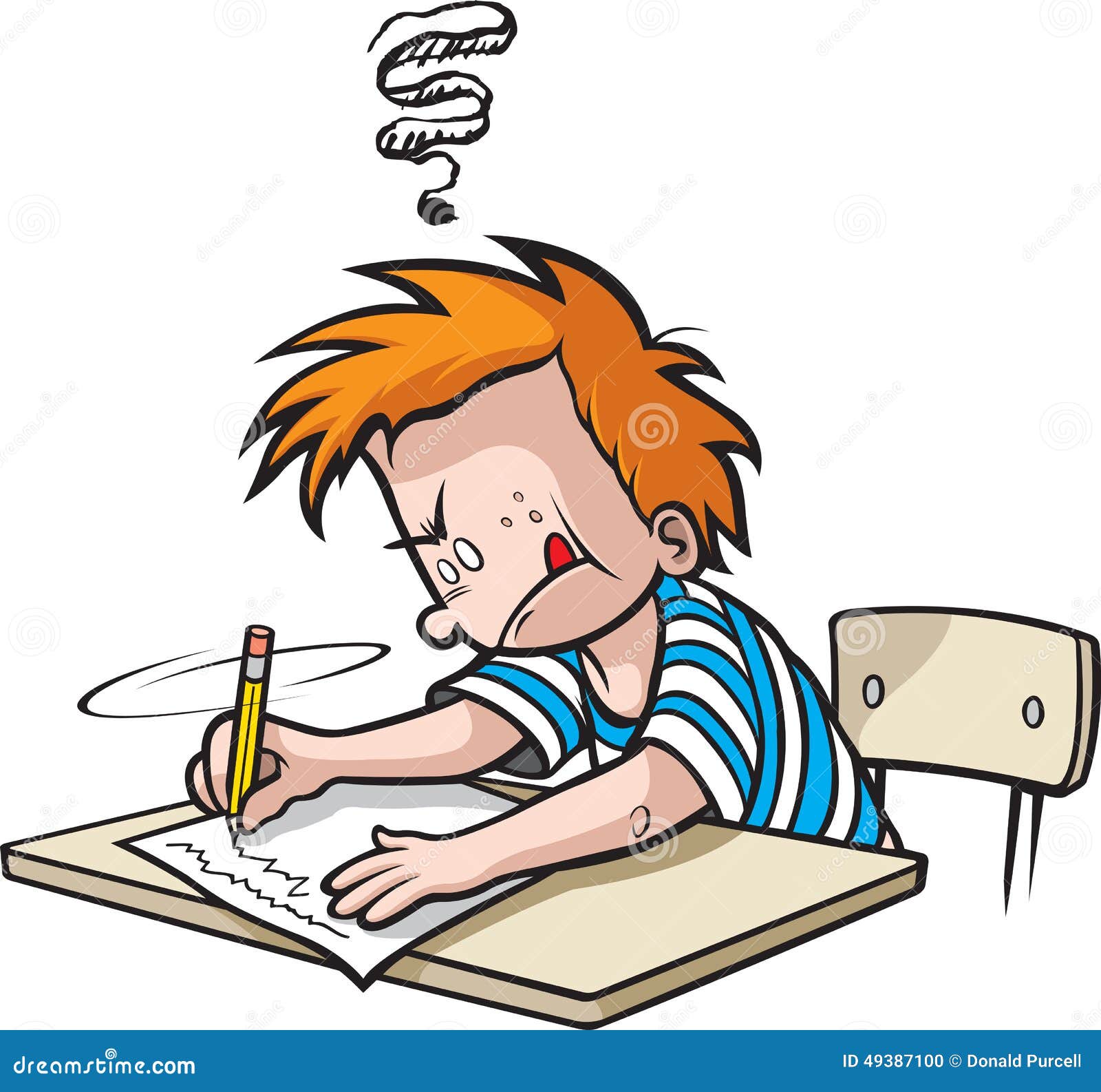 Schooljongen het schrijven vector illustratie. Illustration of studie ...