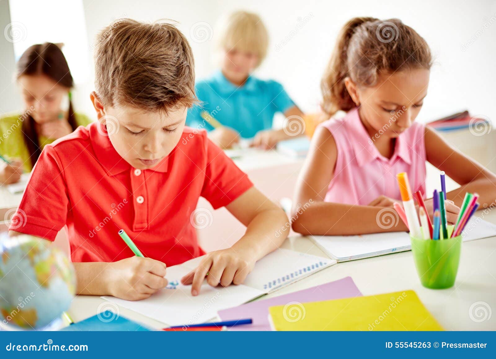 Schoolkids drawing stock image. Image of idea, together - 55545263