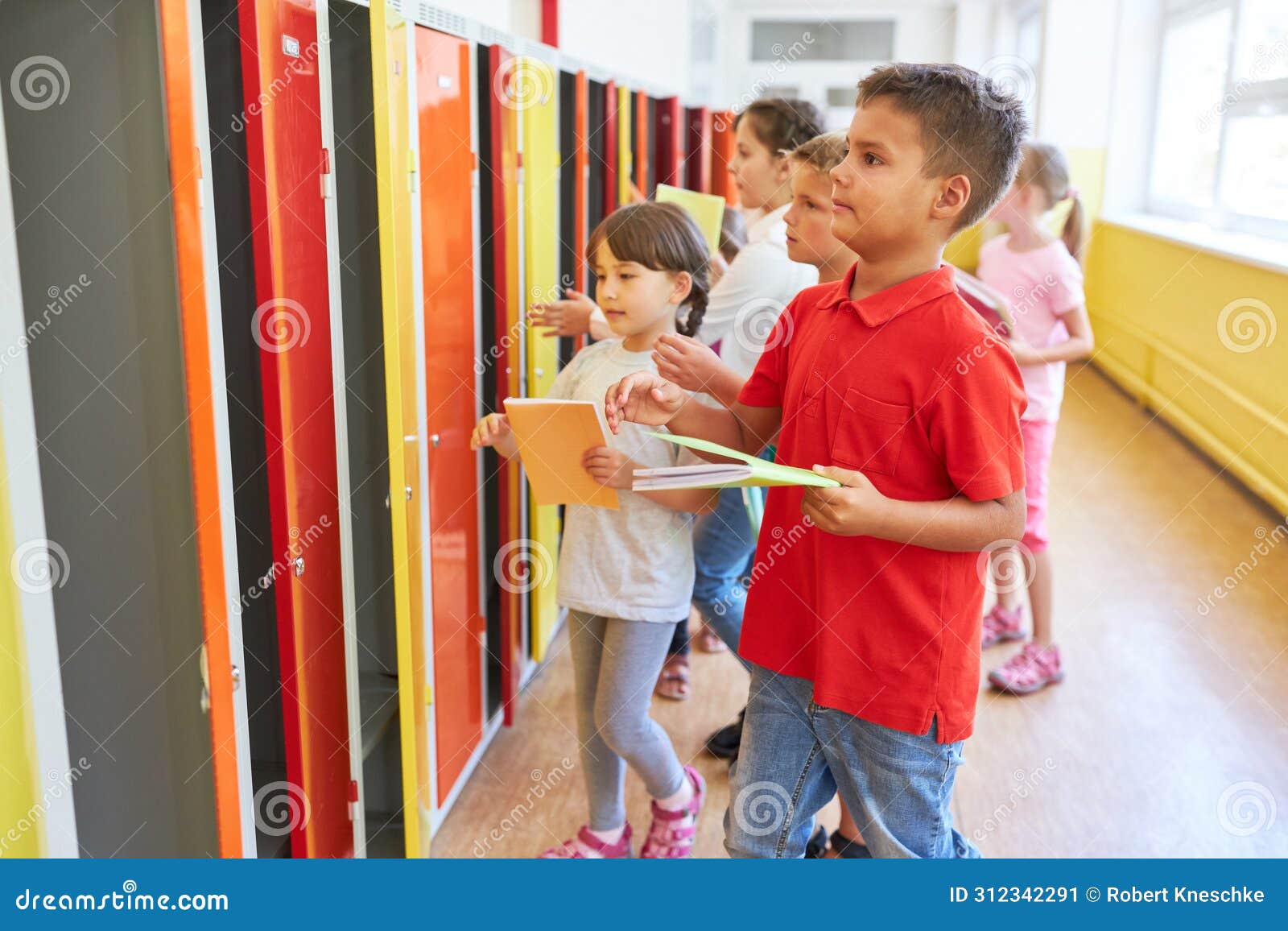 Schoolkids Keeping Books in Lockers Stock Image - Image of colorful ...