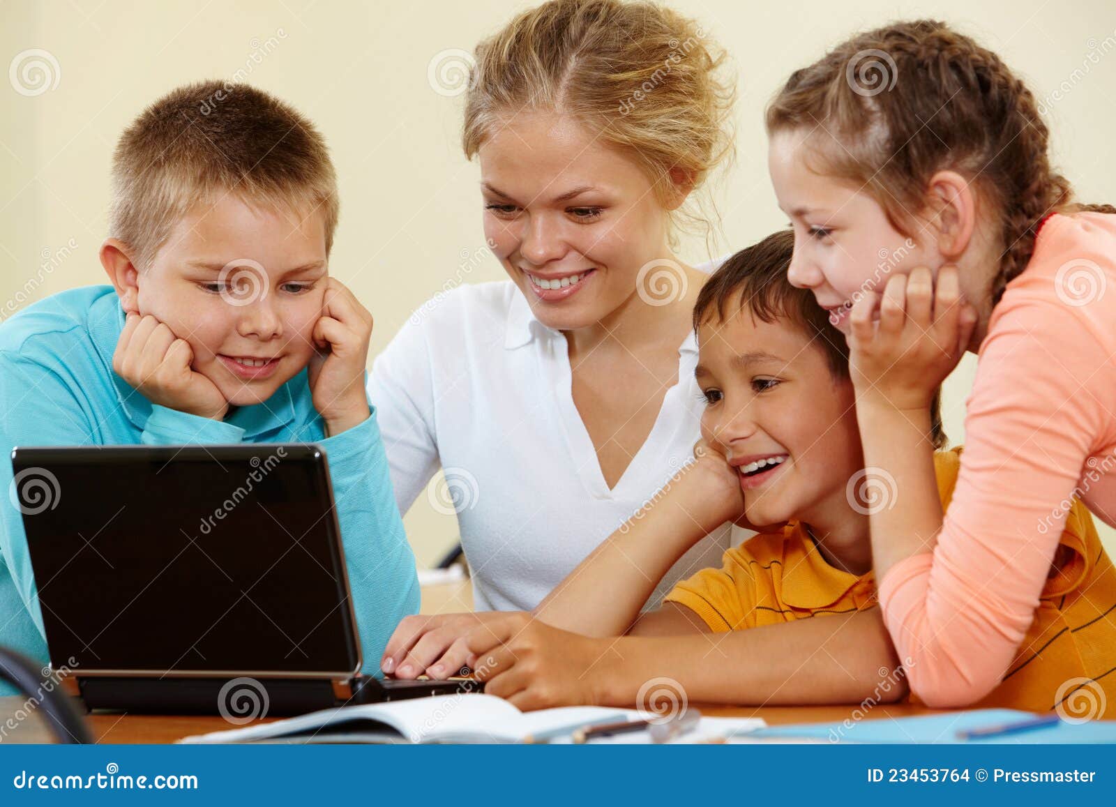 Schoolwork stock photo. Image of girl, education, computer - 23453764