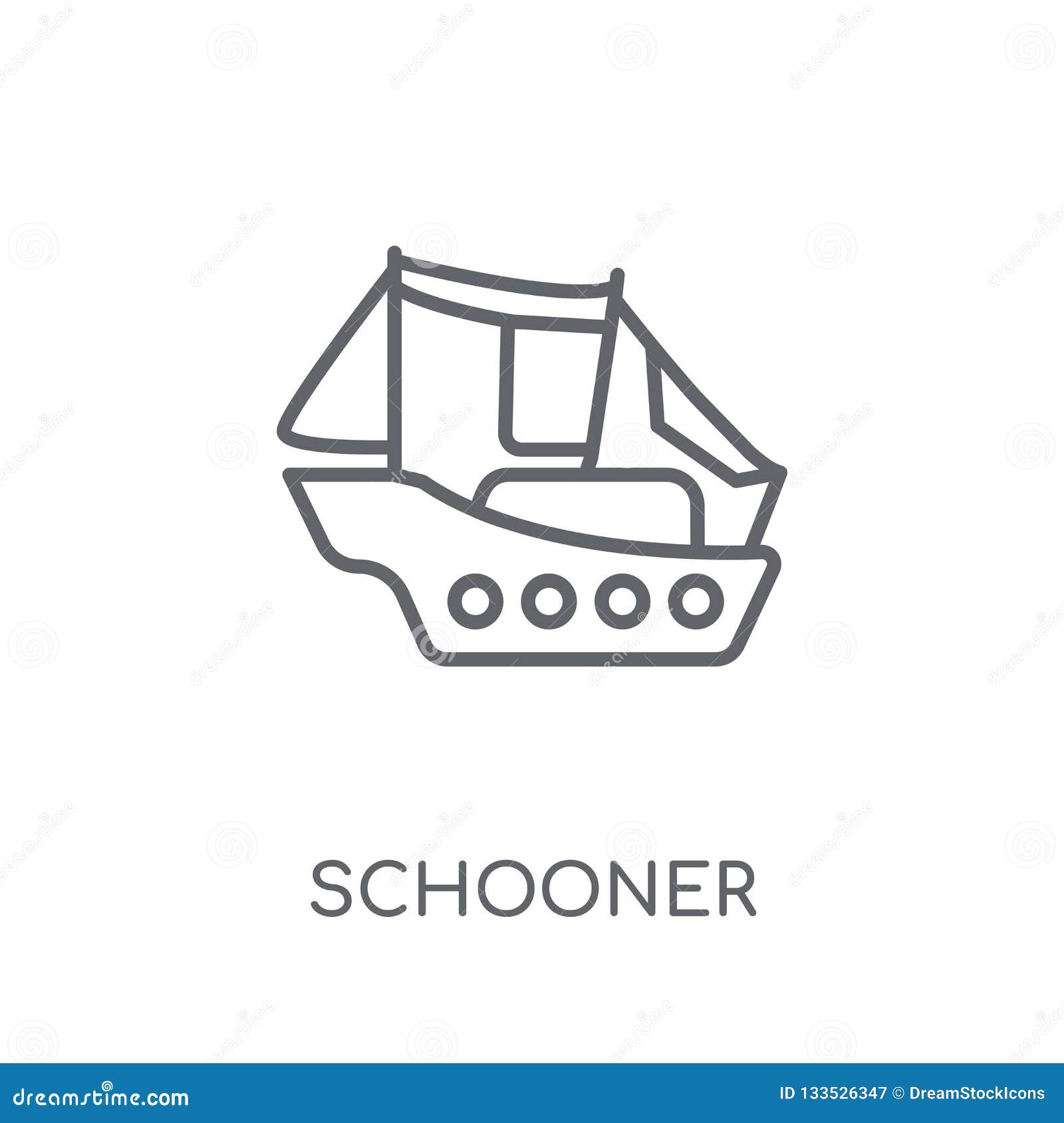 Schooner Linear Icon. Modern Outline Schooner Logo Concept on Wh Stock ...