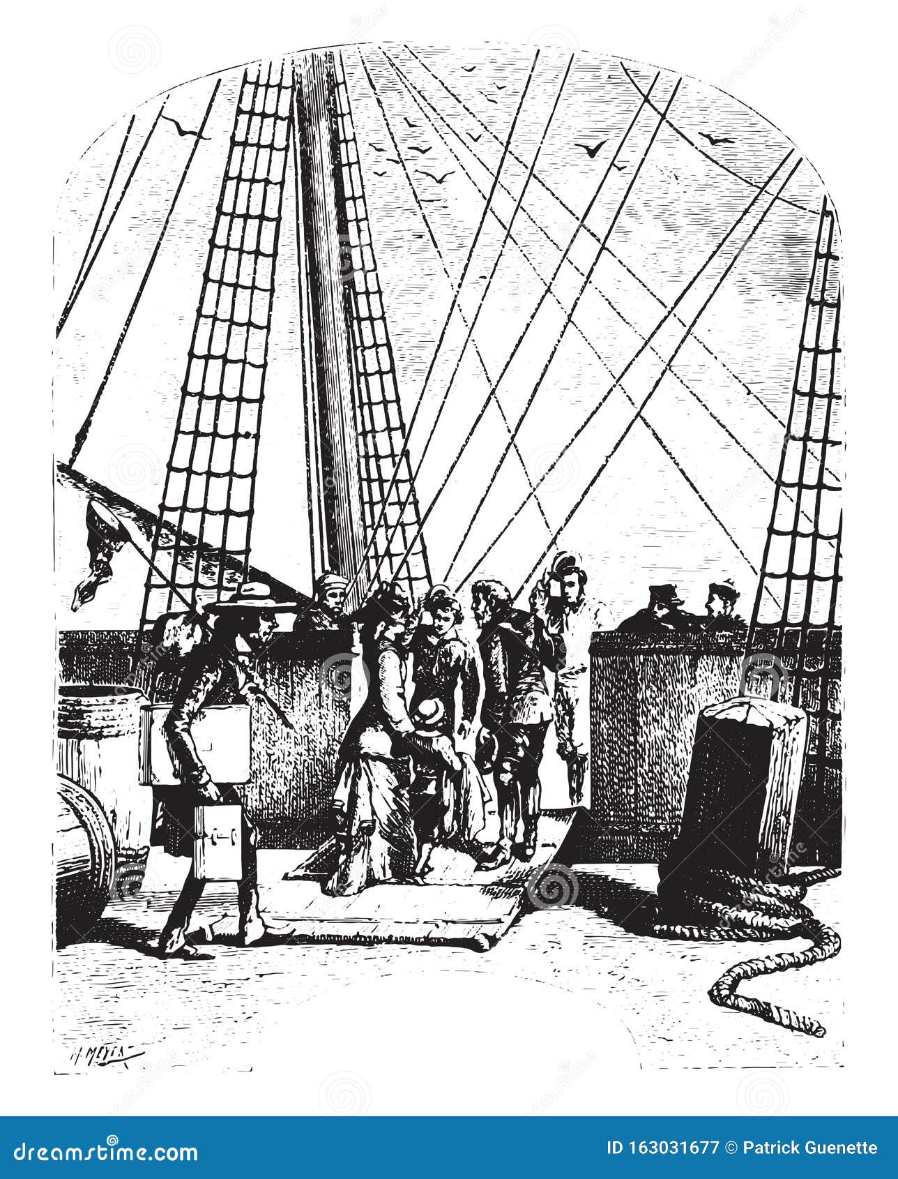 The Schooner, Pilgrim, Vintage Engraving Stock Vector - Illustration of ...