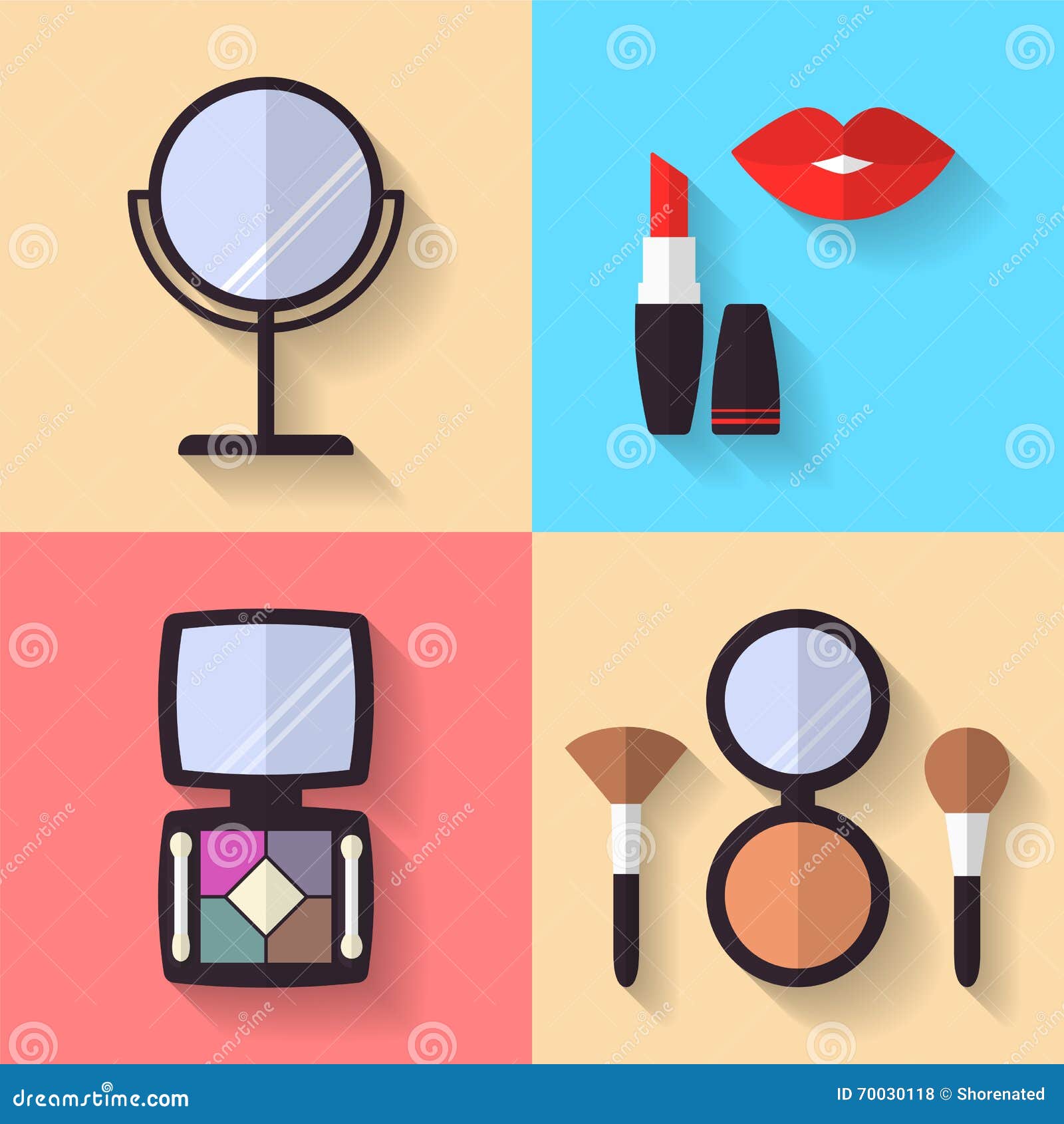 Schoonheidsmiddel En Make-up Vector Vlakke Pictogrammen Vector ...