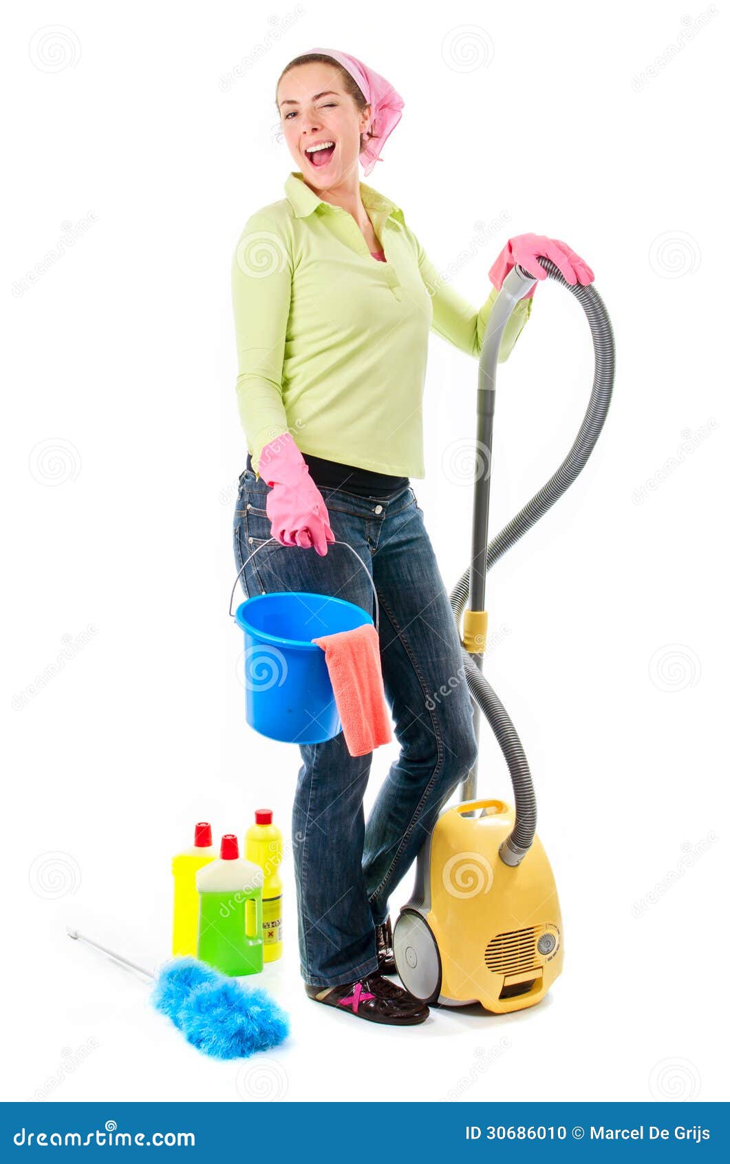 Schoonmaakster stock foto. Image of stof, pret, geïsoleerd - 30686010