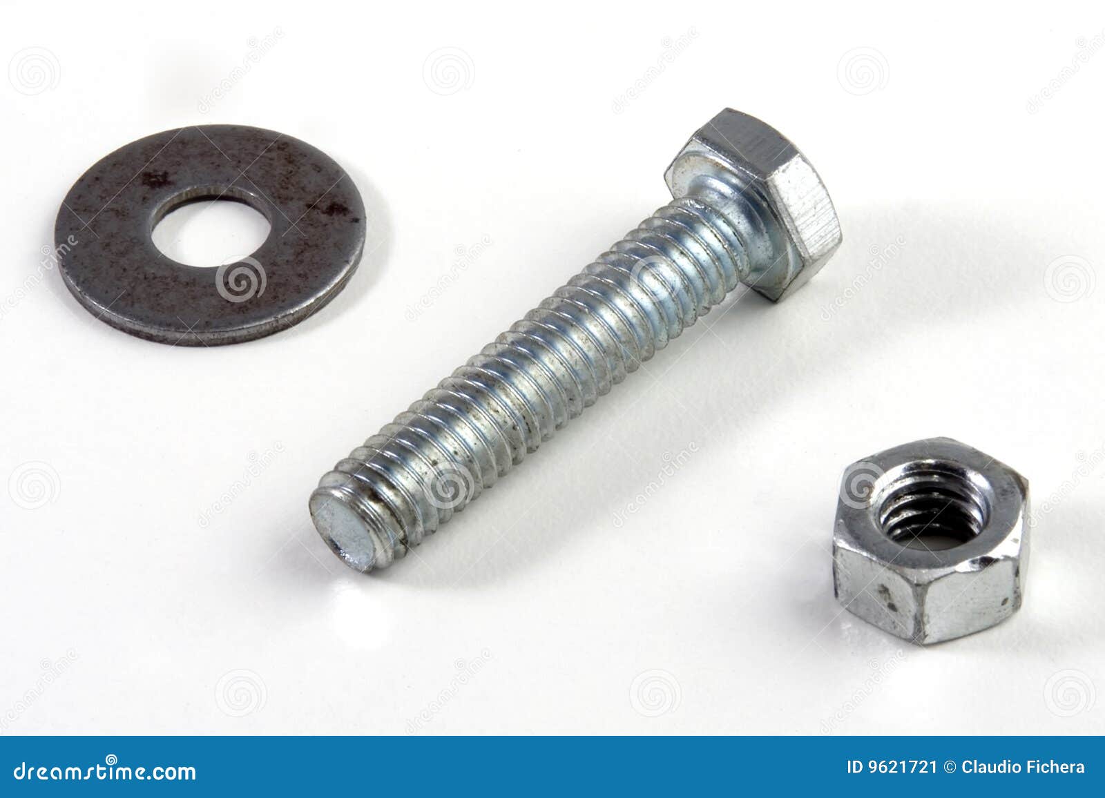 Schraube, Mutter Und Scheibe Stockbild - Bild von verbindungselement ...