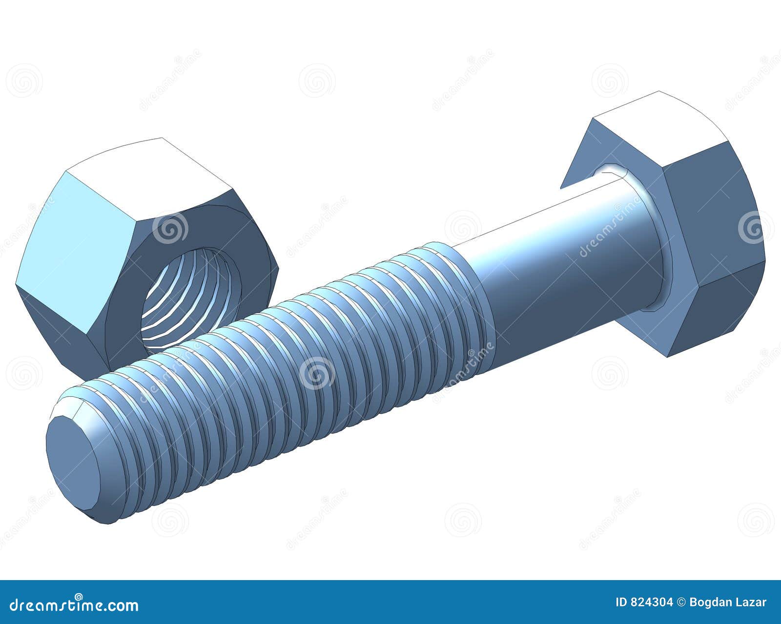Schraube und Mutter stock abbildung. Illustration von blau - 824304