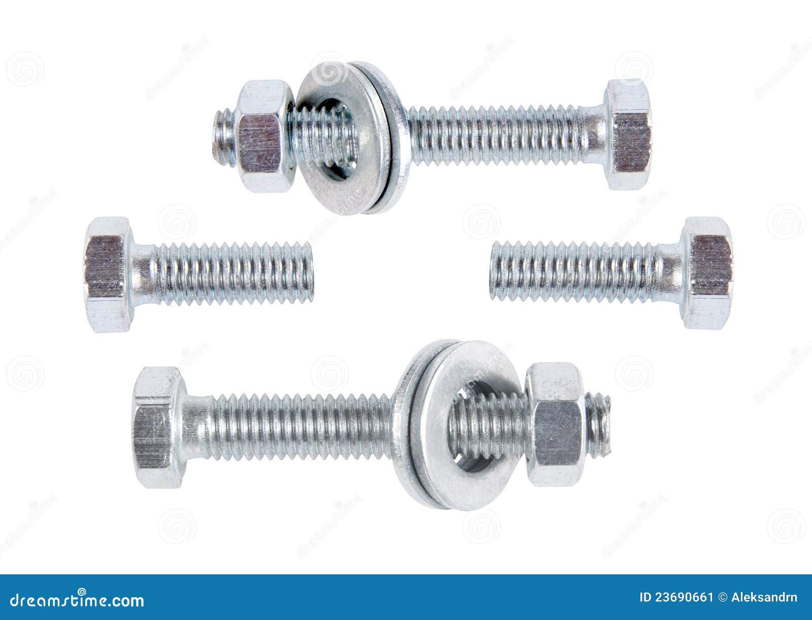 Schrauben, Muttern Und Scheiben Auf Einem Weißen Hintergrund Stockbild ...