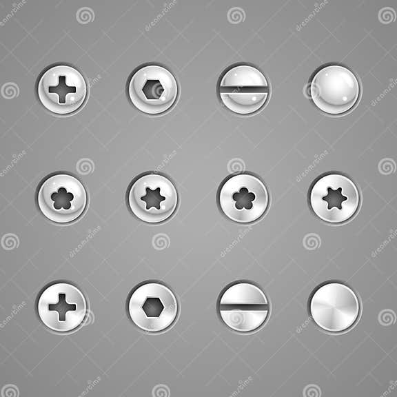 Schrauben und Niete vektor abbildung. Illustration von chrom - 75976786