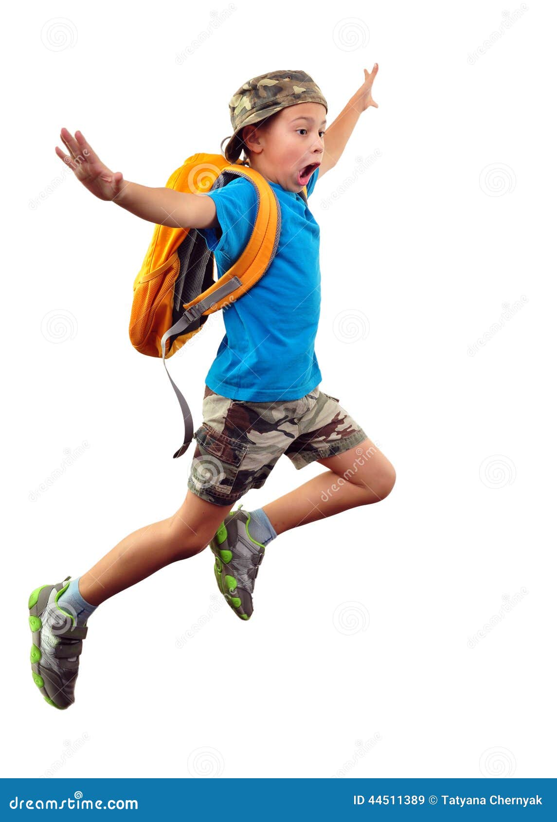 Schreiender Springender Junge Lokalisiert über Weiß Stockbild - Bild ...