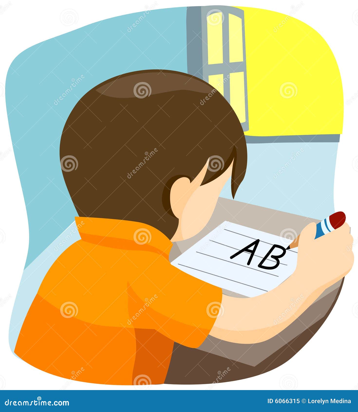 Schrijven stock illustratie. Illustration of cartoon, desk - 6066315