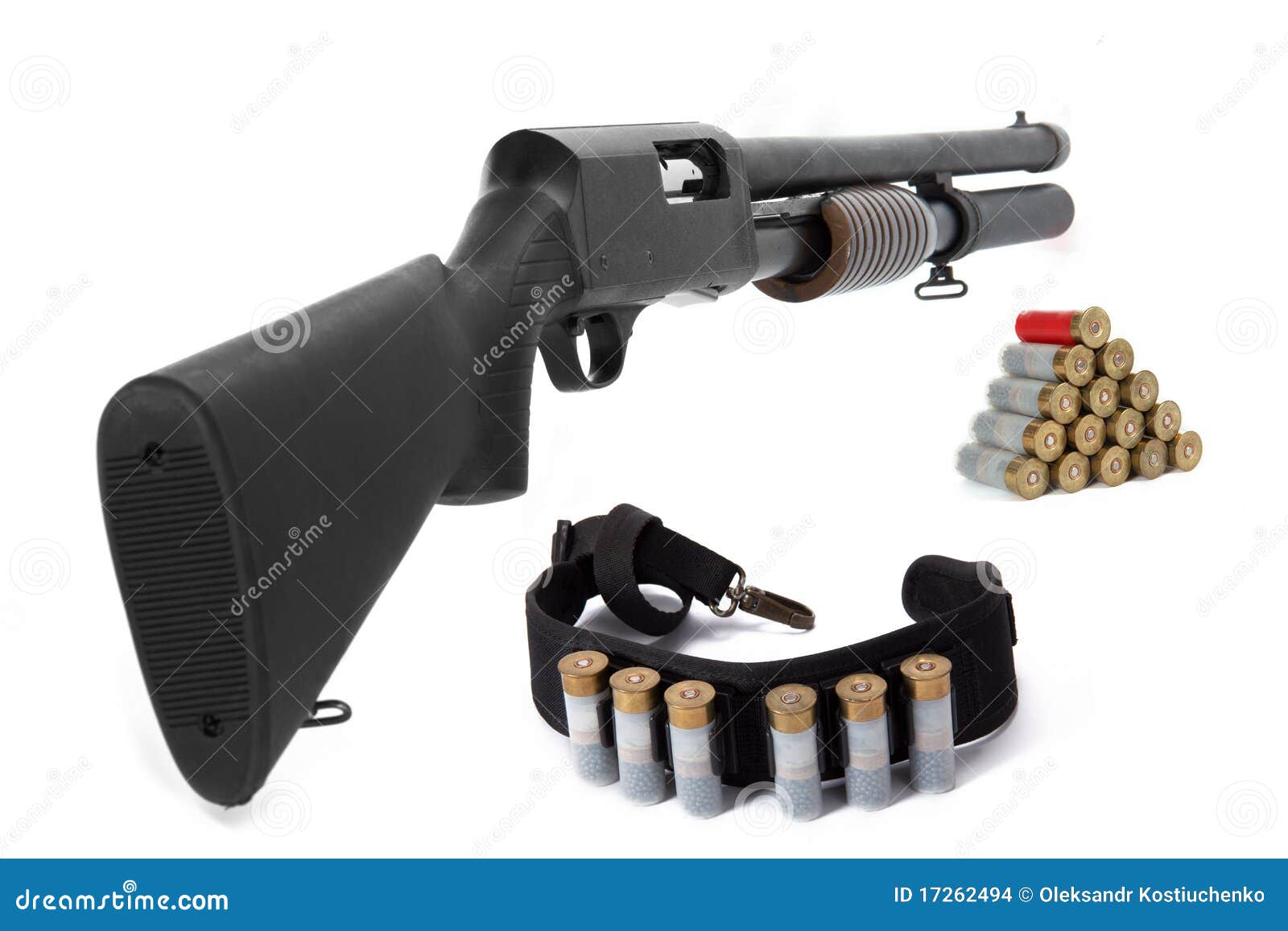 Schrotflinte und Munition stockfoto. Bild von vordergrund - 17262494