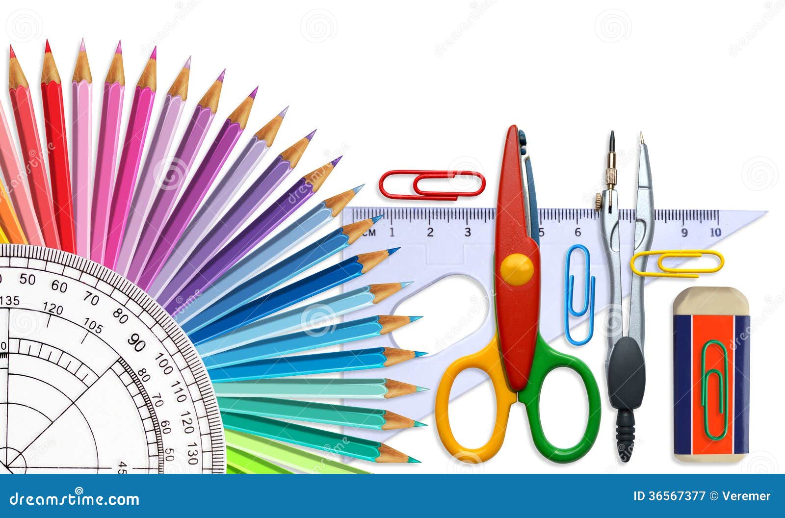 Schulbedarf stockbild. Bild von gruppe, bleistifte, schule - 36567377