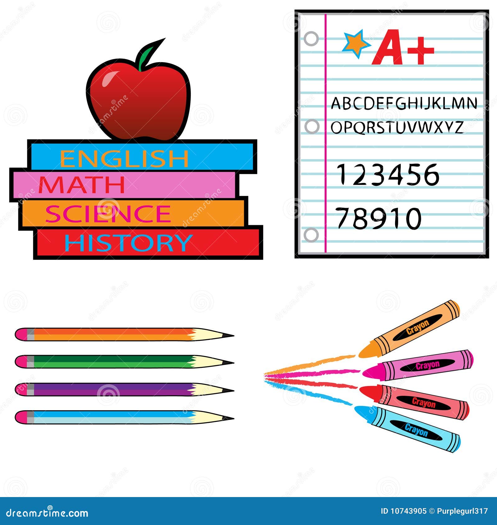 Schule-Materialien stock abbildung. Illustration von ausbildung - 10743905
