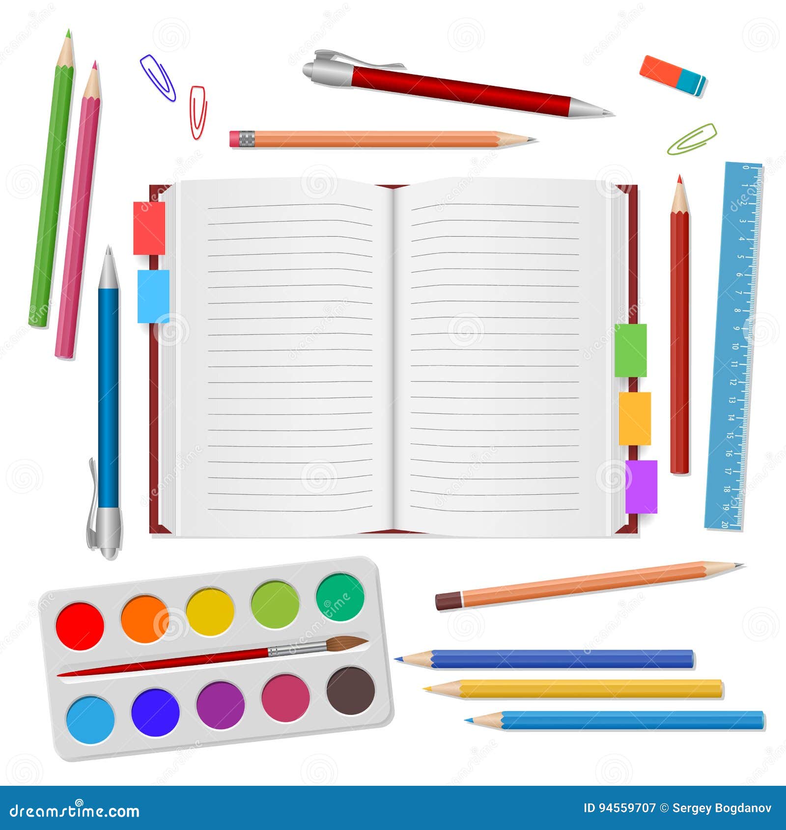 Schulhintergrund Mit Schulbedarf Vektor Abbildung - Illustration von ...