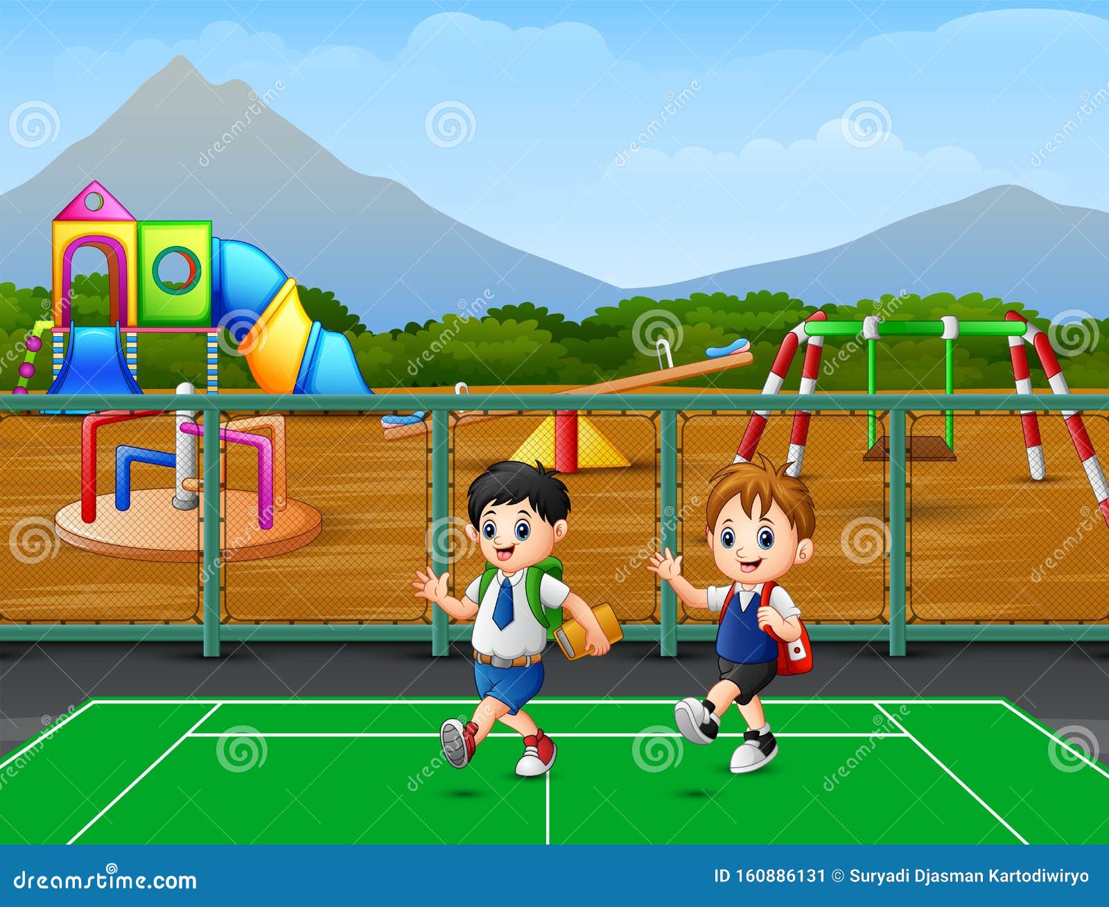 Schulkinder Gehen Nach Hause Nach Der Schule Vektor Abbildung ...