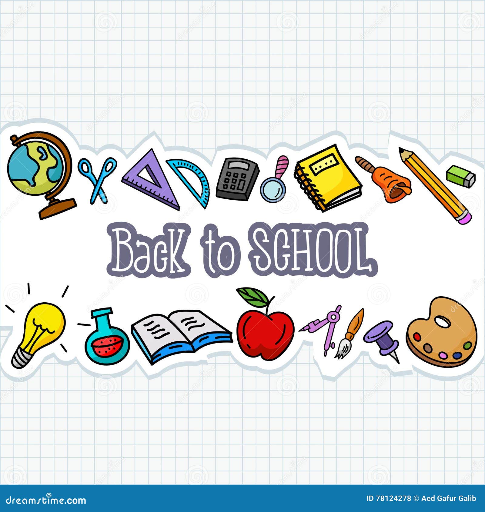 Schulmaterialien Auf Papier Vektor Abbildung - Illustration von zeichen ...