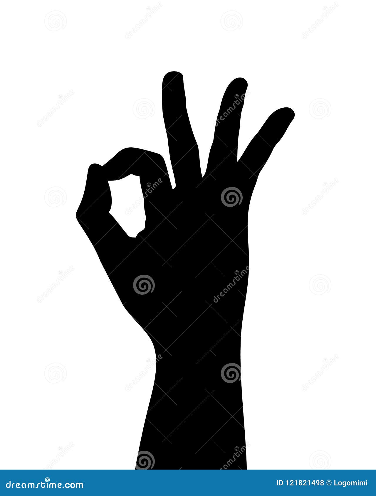 Schwarze Handschattenbild, Handzeichen, Stimmen Zu Oder Heißen Gut ...