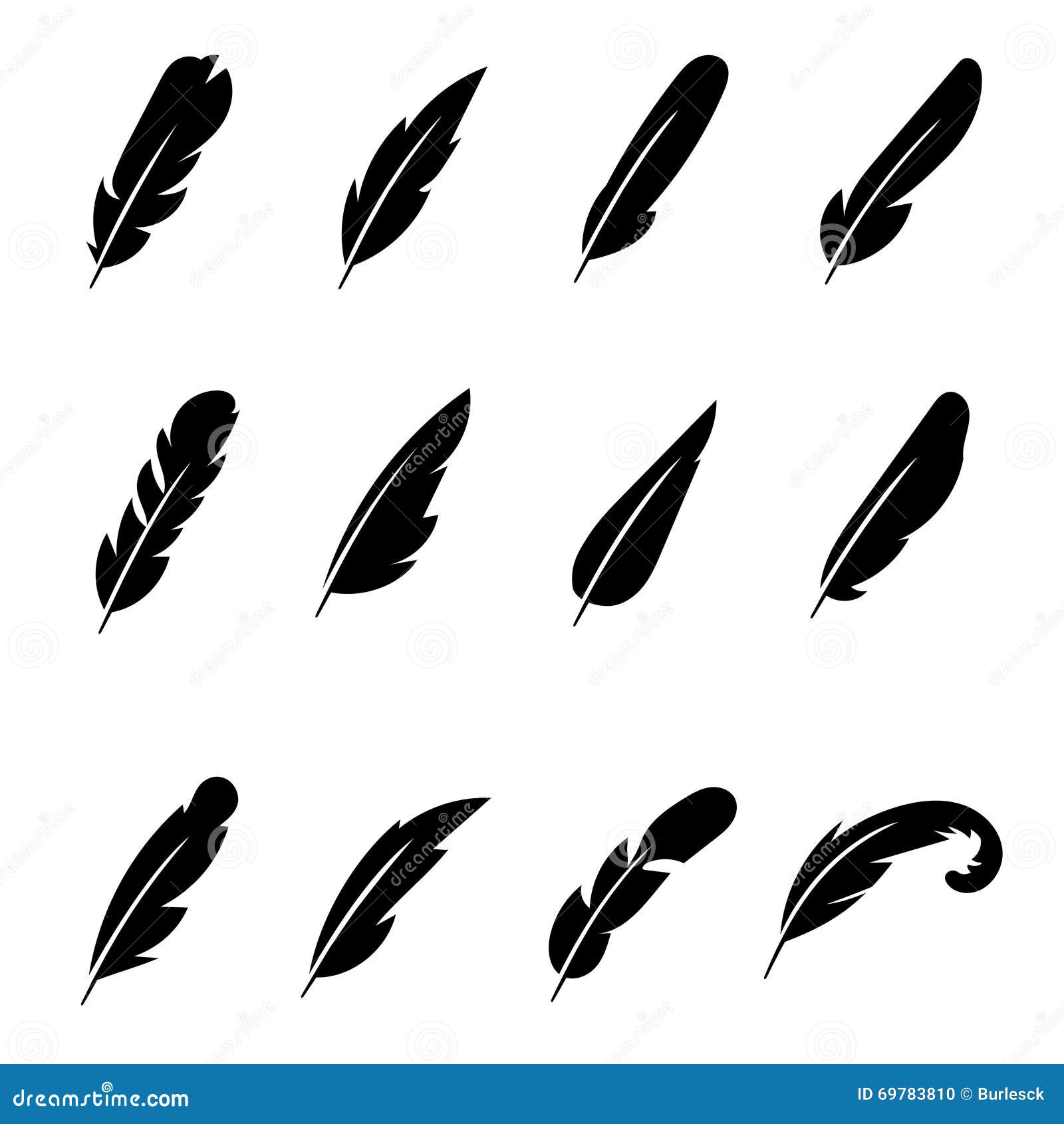 Schwarze Vektorikonen Der Feder Vektor Abbildung - Illustration von ...