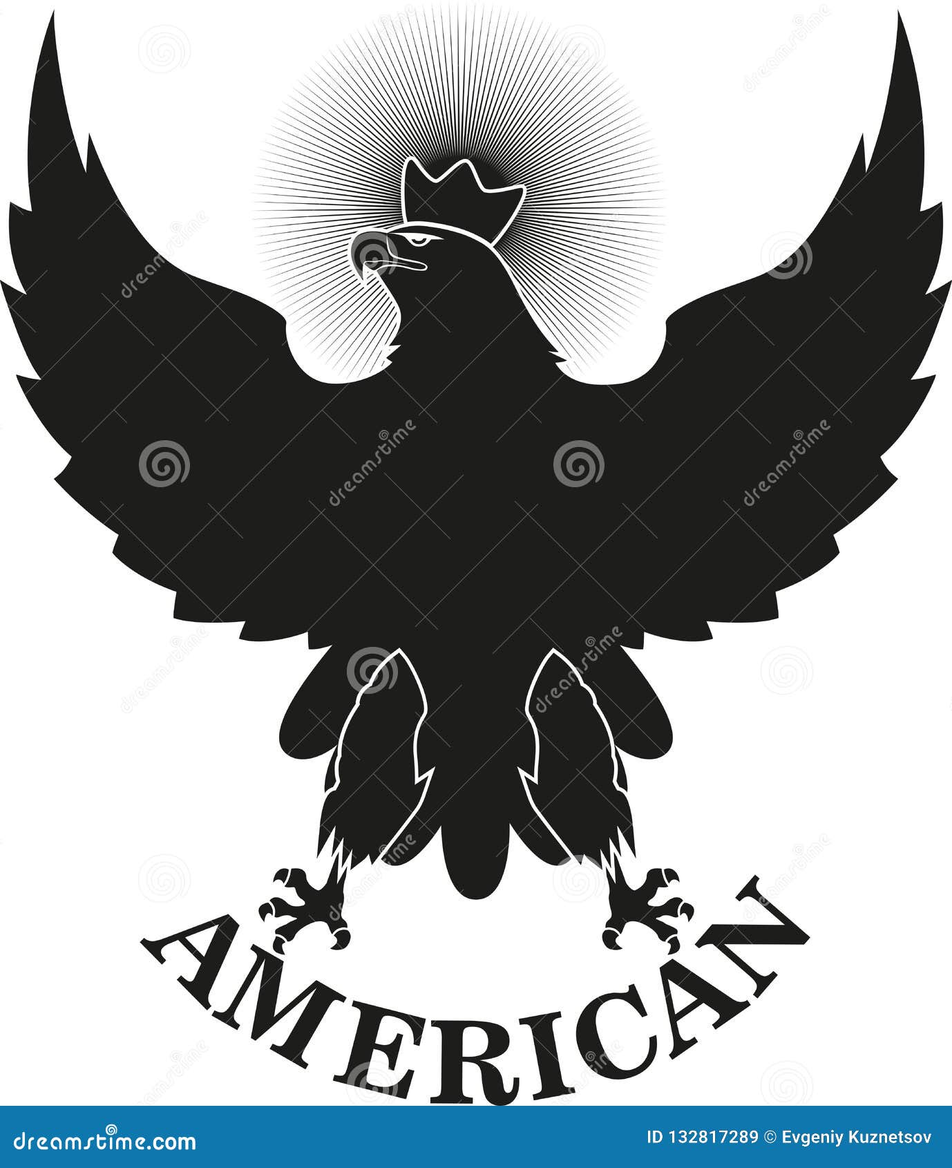 Schwarzer Adler Mit Einer Krone Und Einem Text Vektor Abbildung ...