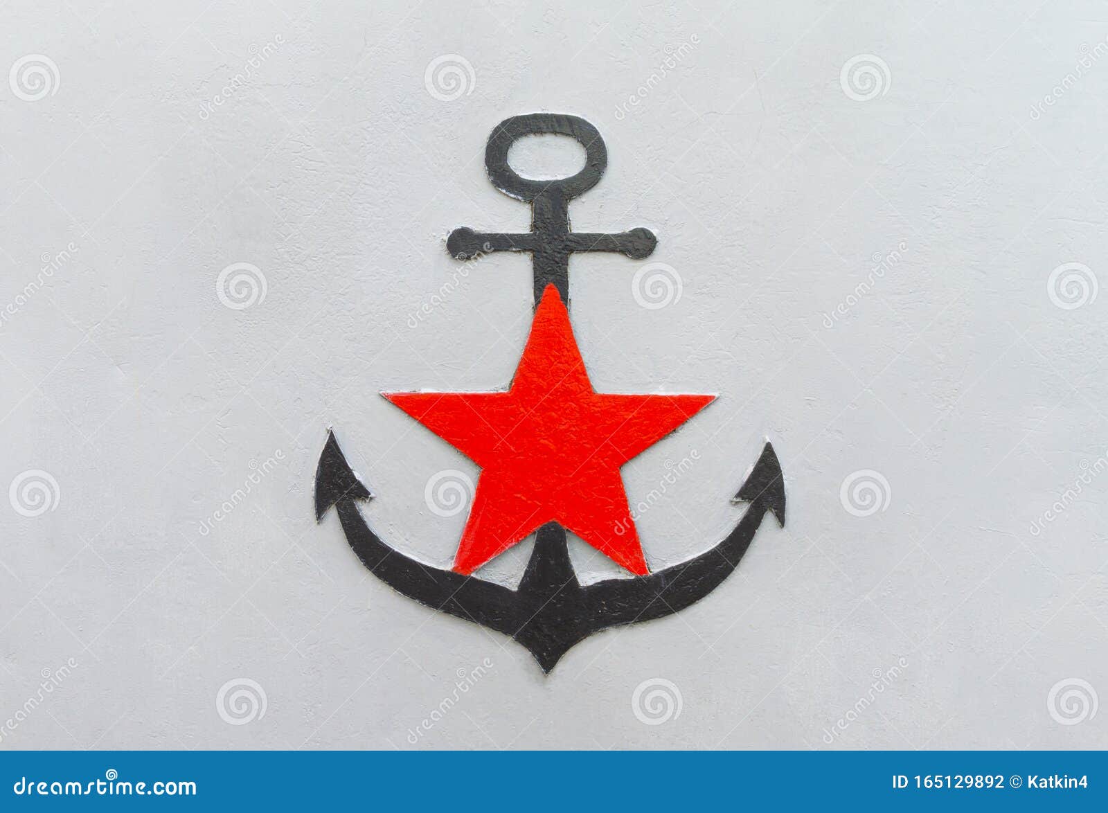 Schwarzer Anker Mit Rotem Stern Auf Grauem Eisernen Hintergrund ...