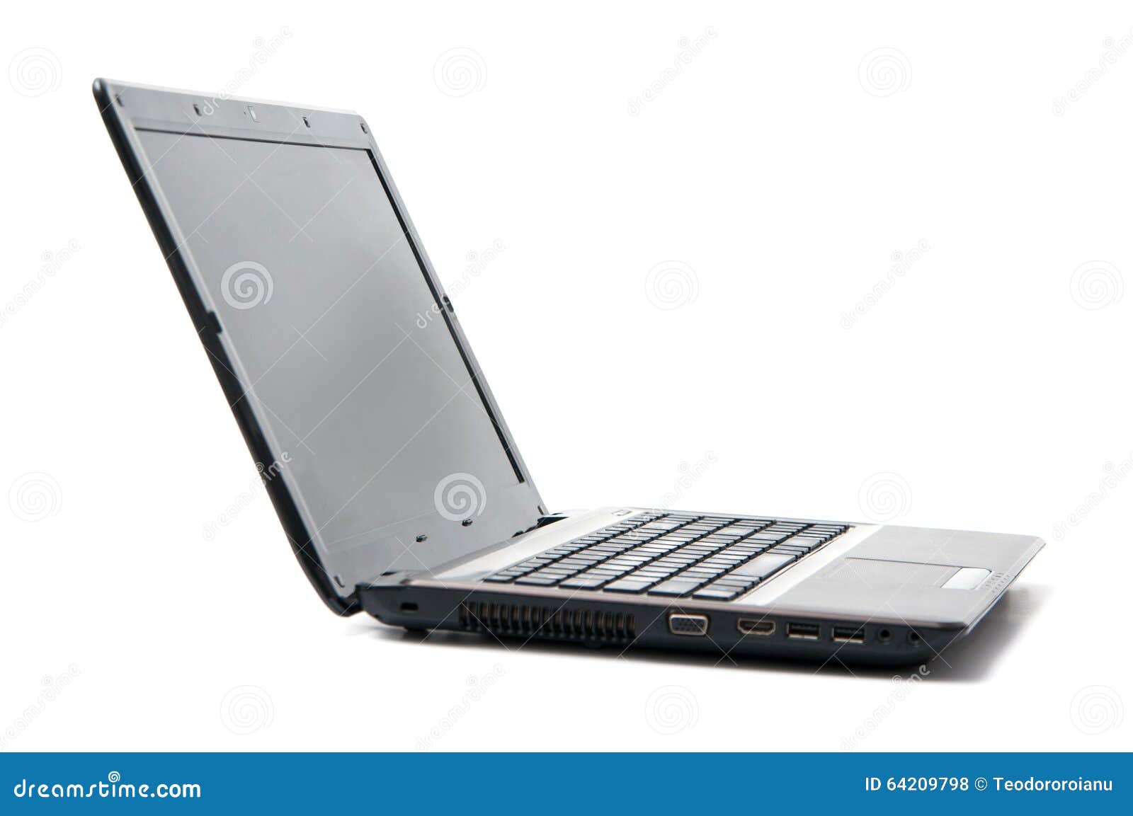 Schwarzer Laptop stockfoto. Bild von einzeln, seite, grau - 64209798