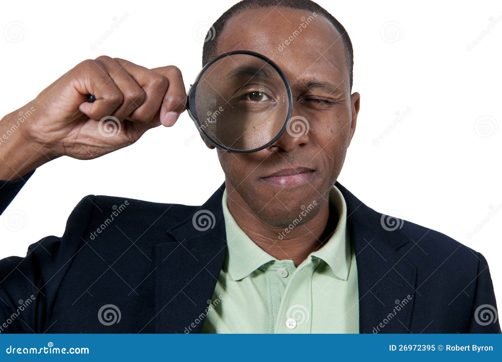 Schwarzer Mann, Der Durch Eine Lupe Schaut Stockbild - Bild von polizei ...