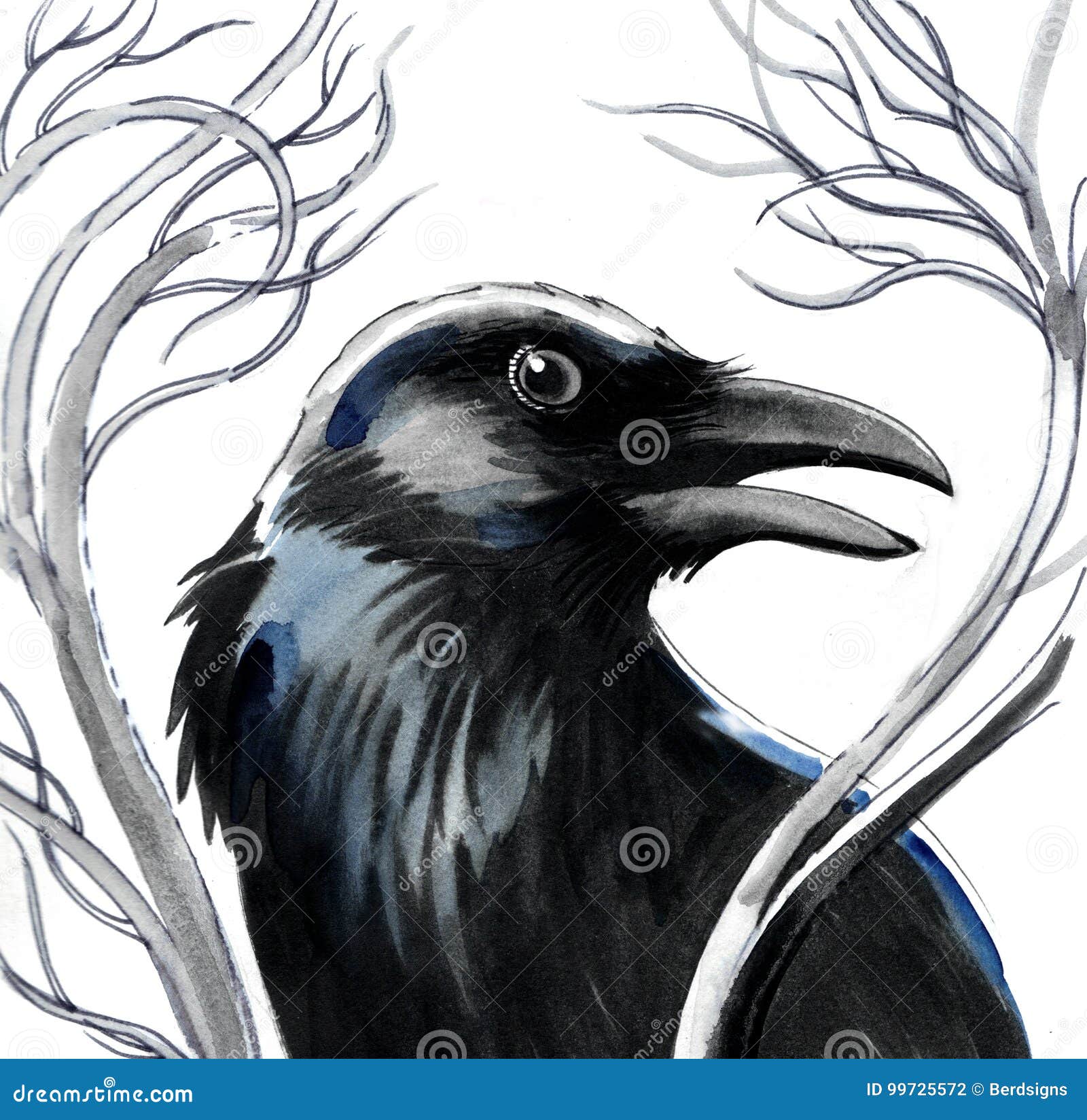 Schwarzer Rabe stock abbildung. Illustration von abbildung - 99725572
