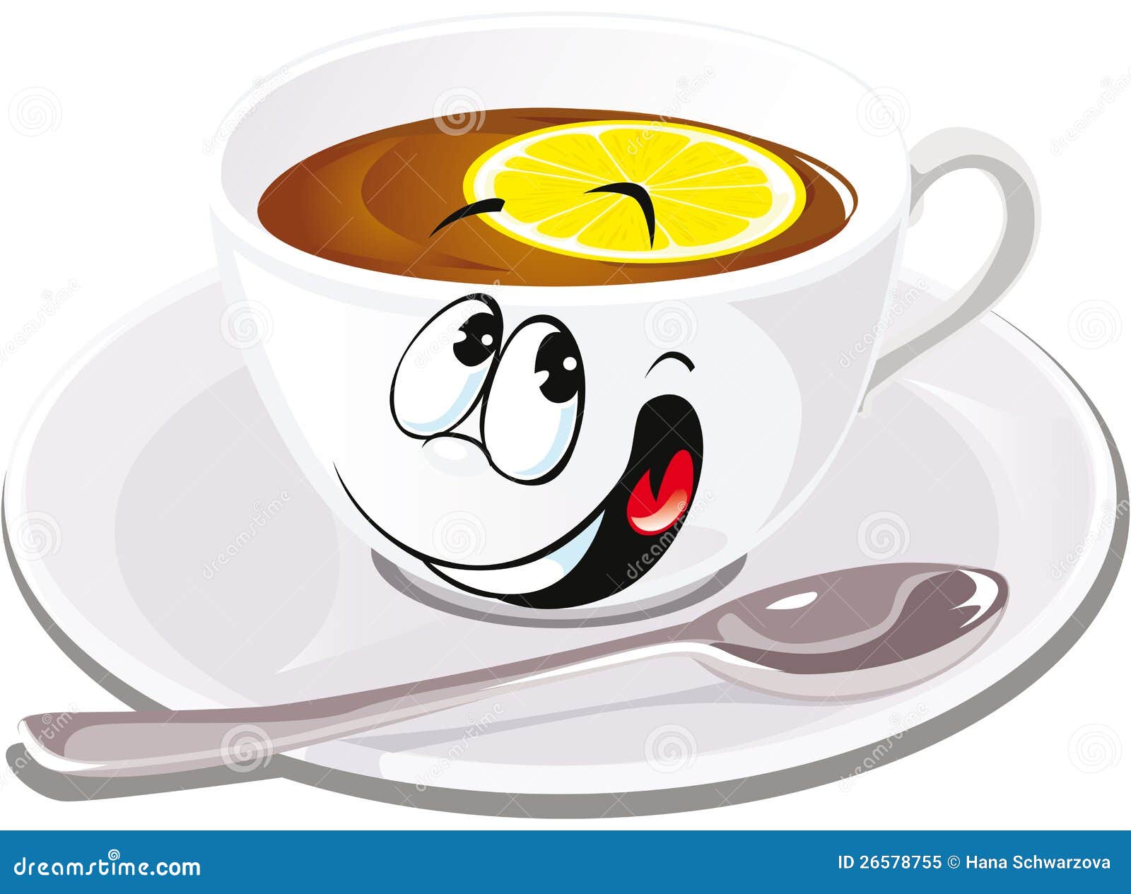Schwarzer Tee mit Zitrone vektor abbildung. Illustration von frucht ...