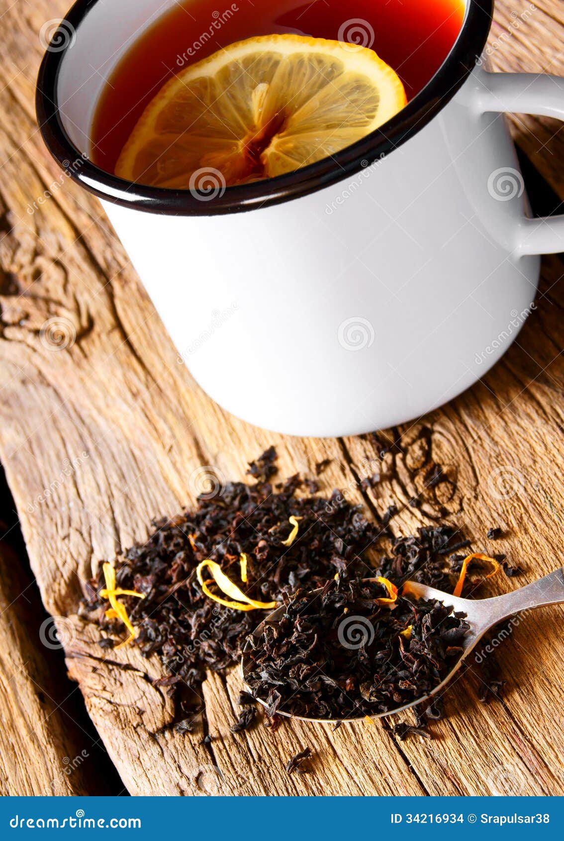 Schwarzer Tee mit Zitrone. stockfoto. Bild von geschmack - 34216934