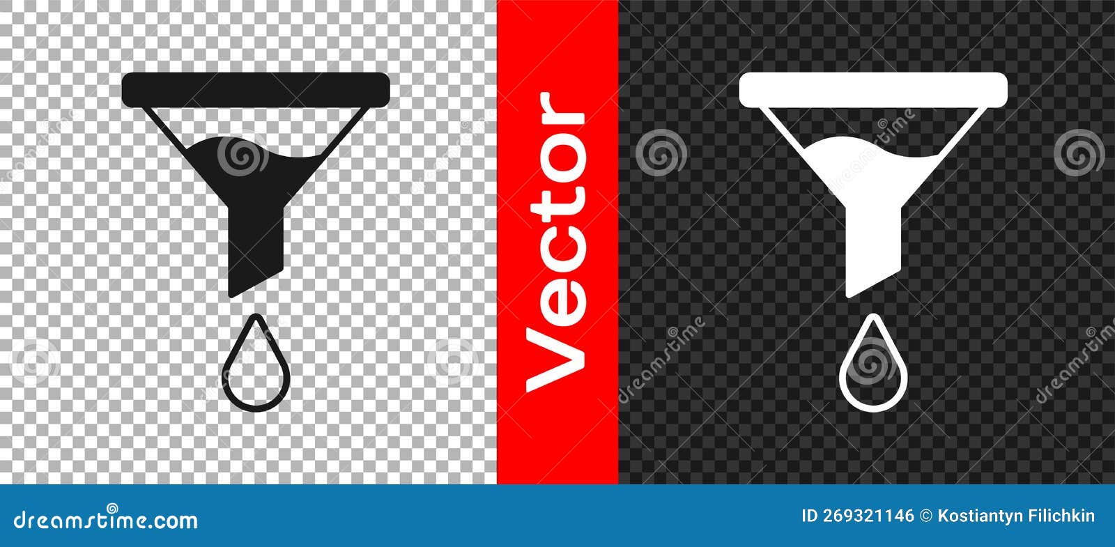 Schwarzer Trichter Oder Filtersymbol Auf Transparentem Hintergrund ...