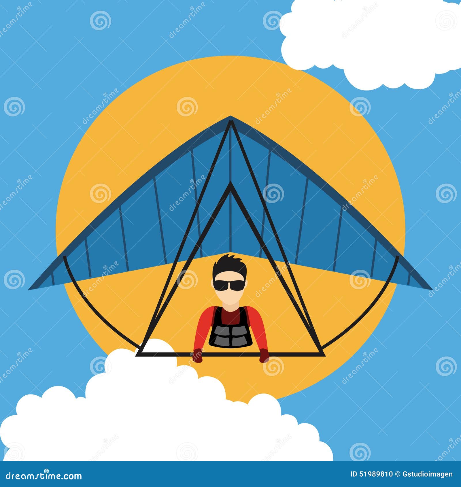 Schwebender Gleitschirm vektor abbildung. Illustration von aktivität ...