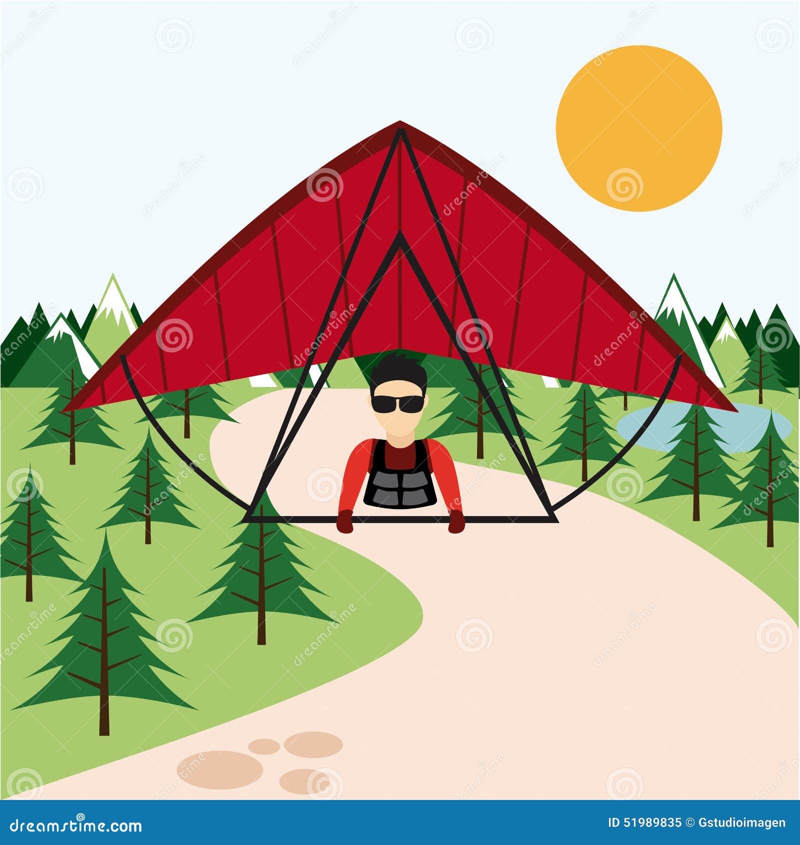 Schwebender Gleitschirm vektor abbildung. Illustration von auslegung ...