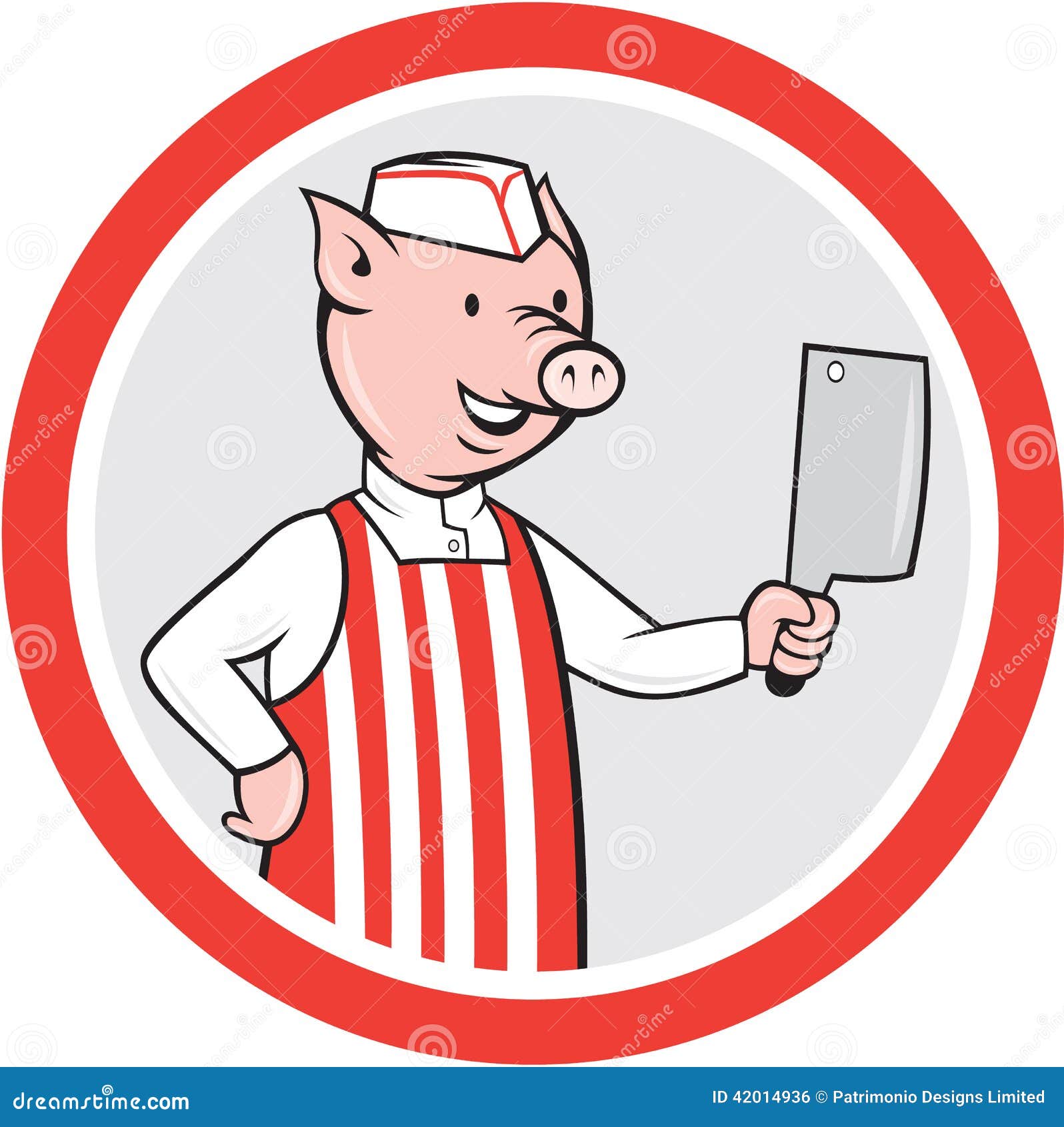 Schwein-Metzger Holding Knife Cartoon Vektor Abbildung - Illustration ...
