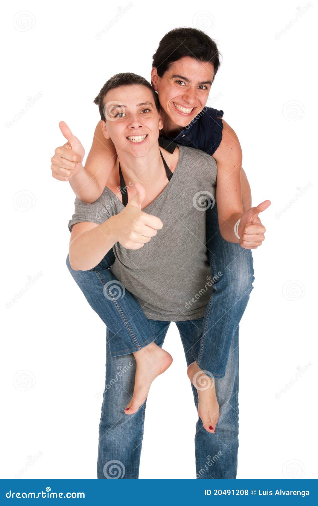 Schwestern, Die Sich Daumen Zeigen Stockfoto - Bild von beiläufig ...