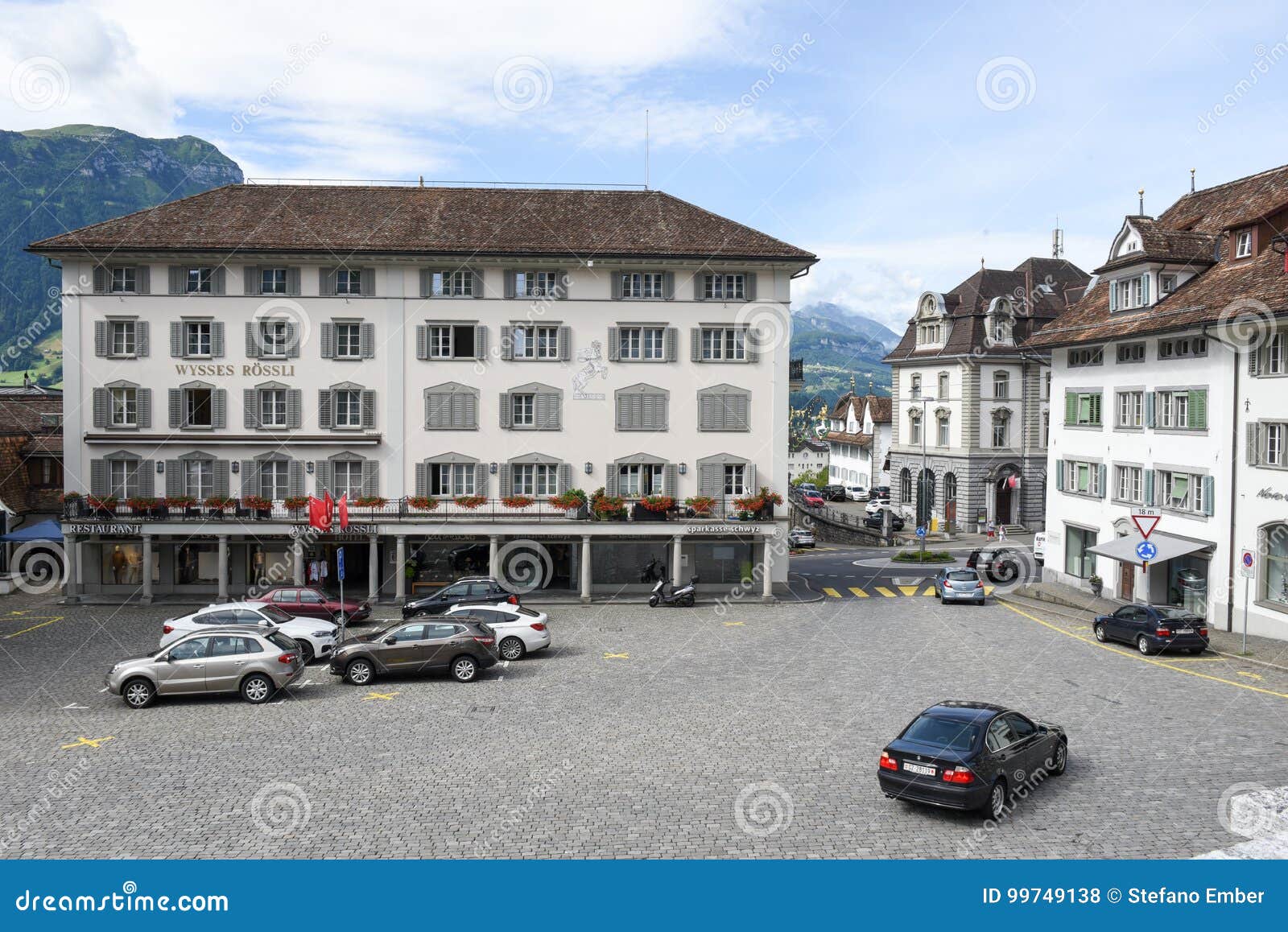 The Central Square of Schwyz on Switzerland Editorial Stock Photo ...
