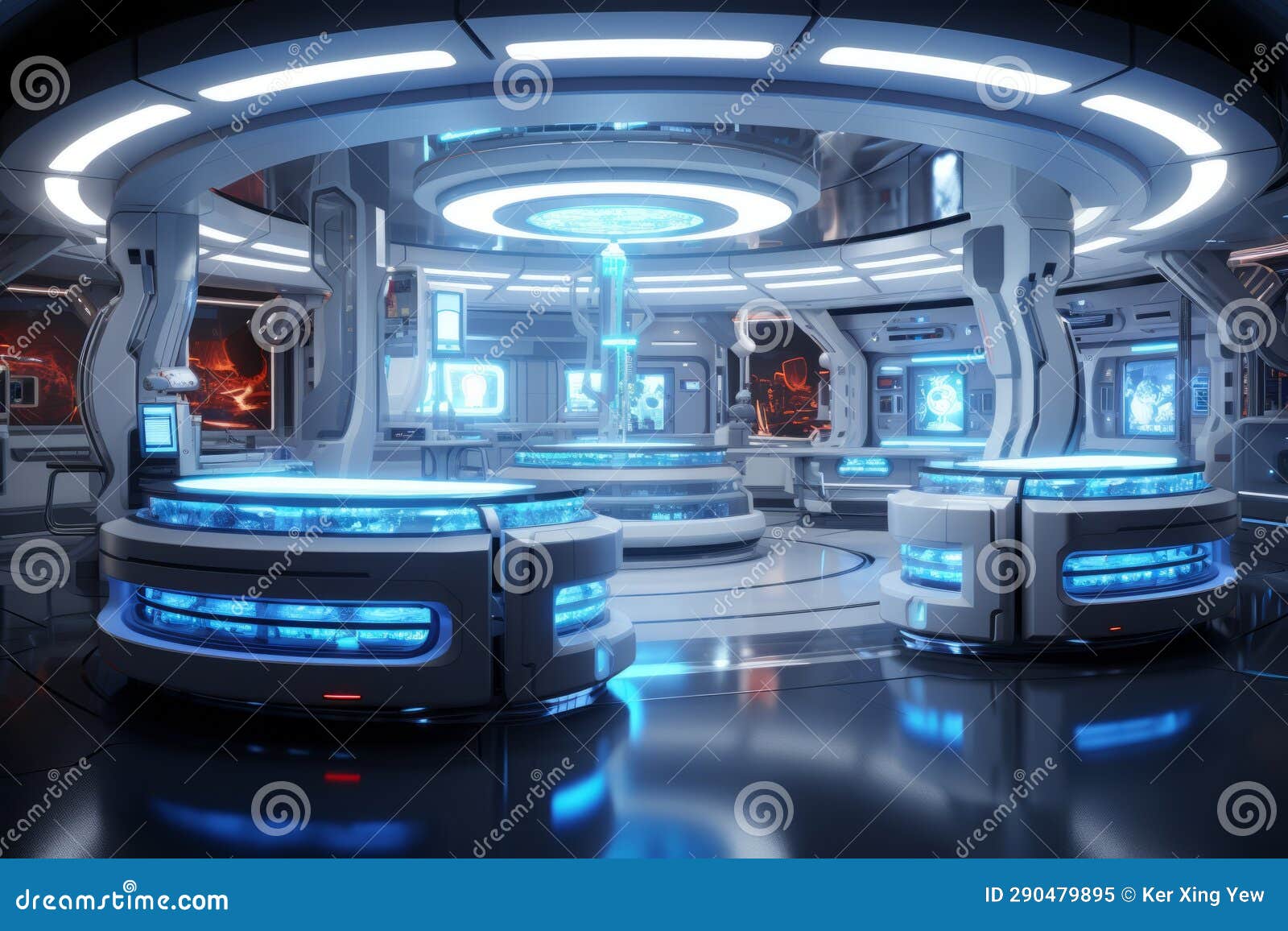 Sci-fi 3D Holographic Laboratory Stock Illustration - Illustration of ...