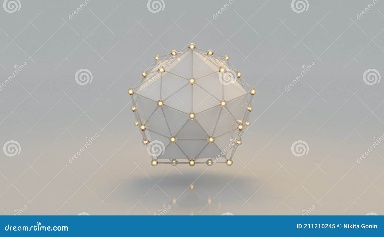 Sci-fi Alien Cyber Icosaedron Platonic with Atomic Wireframe 3D Render ...