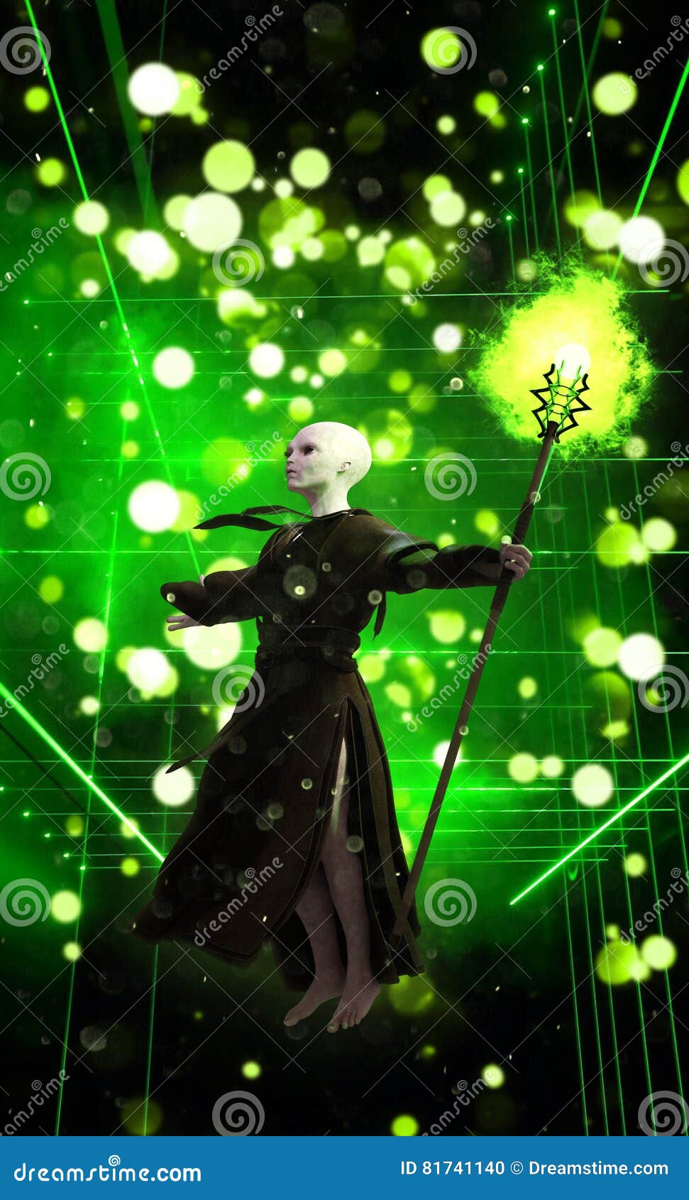 Sci fi alien fantasy mage stock illustration. Illustration of ...