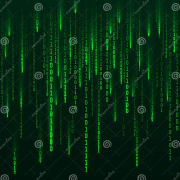 Sci-fi Background. Binary Computer Code. Green Digital Numbers. Matrix of Binary Numbers ...