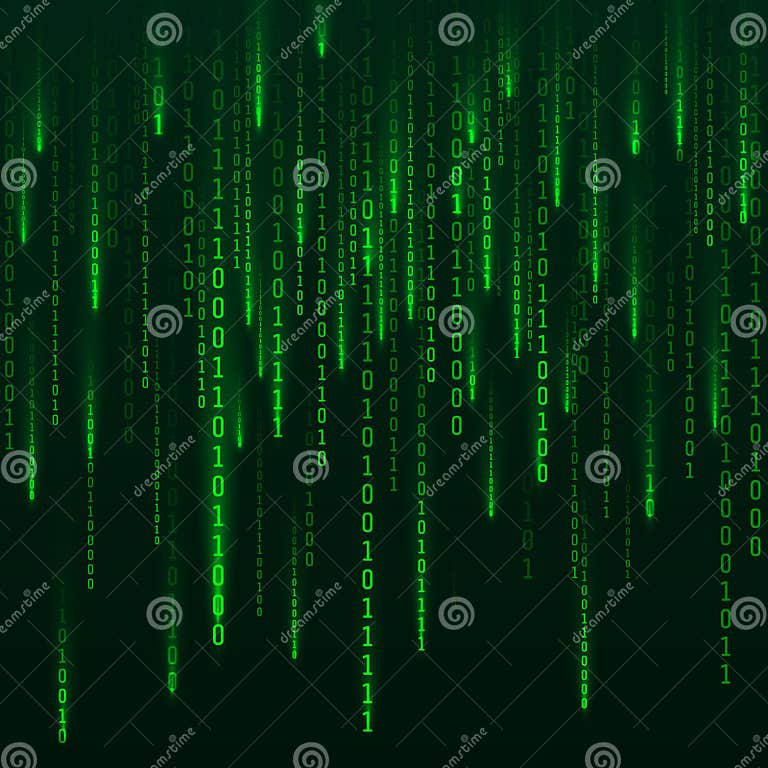 Sci-fi Background. Binary Computer Code. Green Digital Numbers. Matrix of Binary Numbers ...