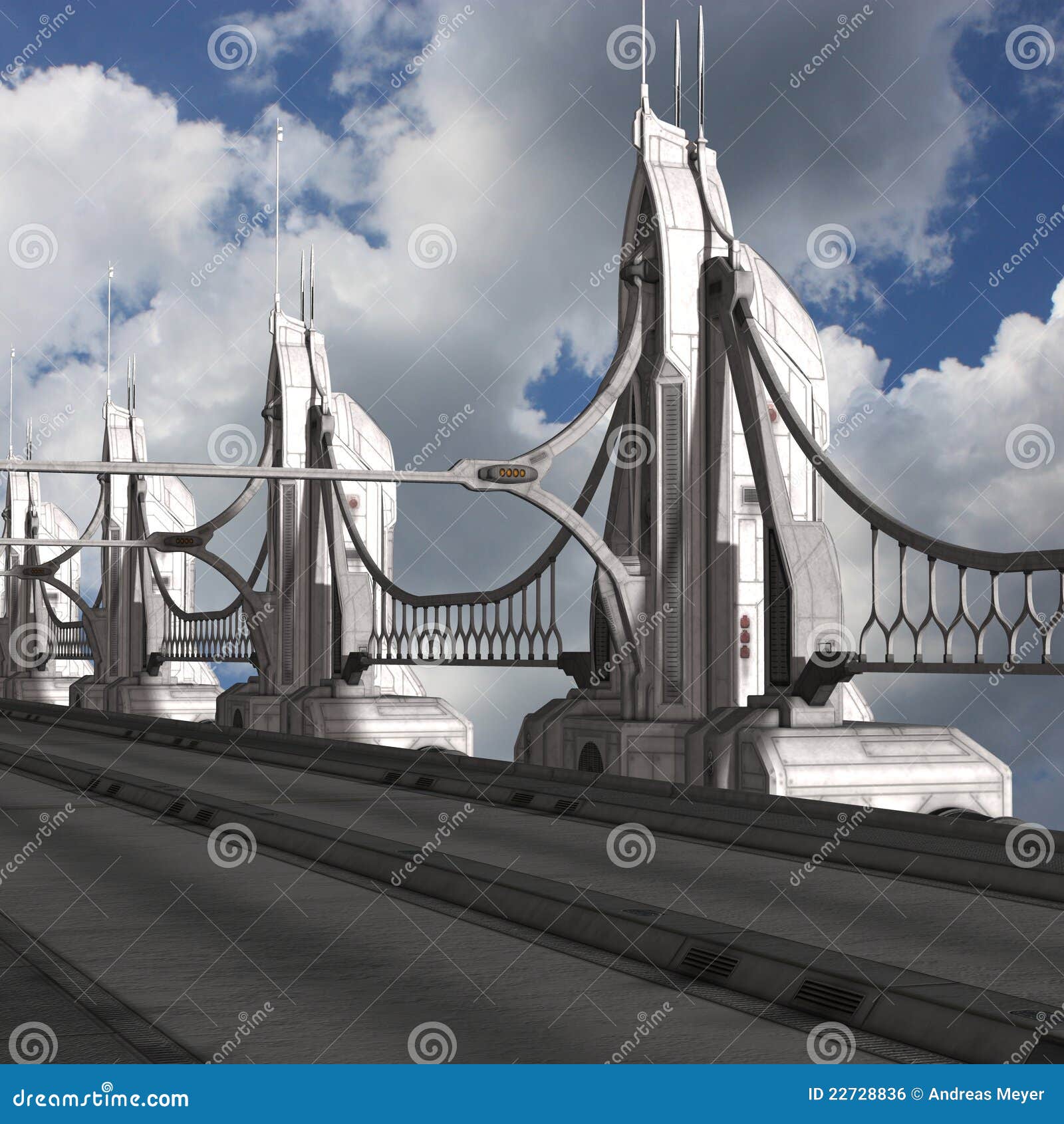 Sci-Fi Background with a Bridge Stock Illustration - Illustration of ...